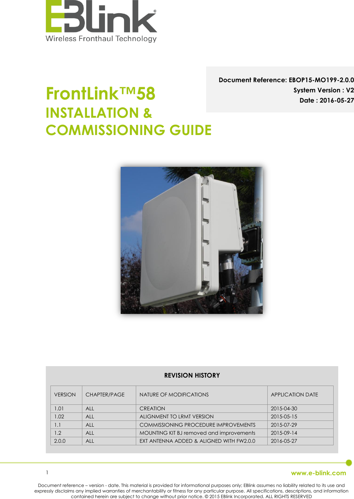 EBlink FL58-45 Wireless Transmitter System User Manual PROCES VERBAL