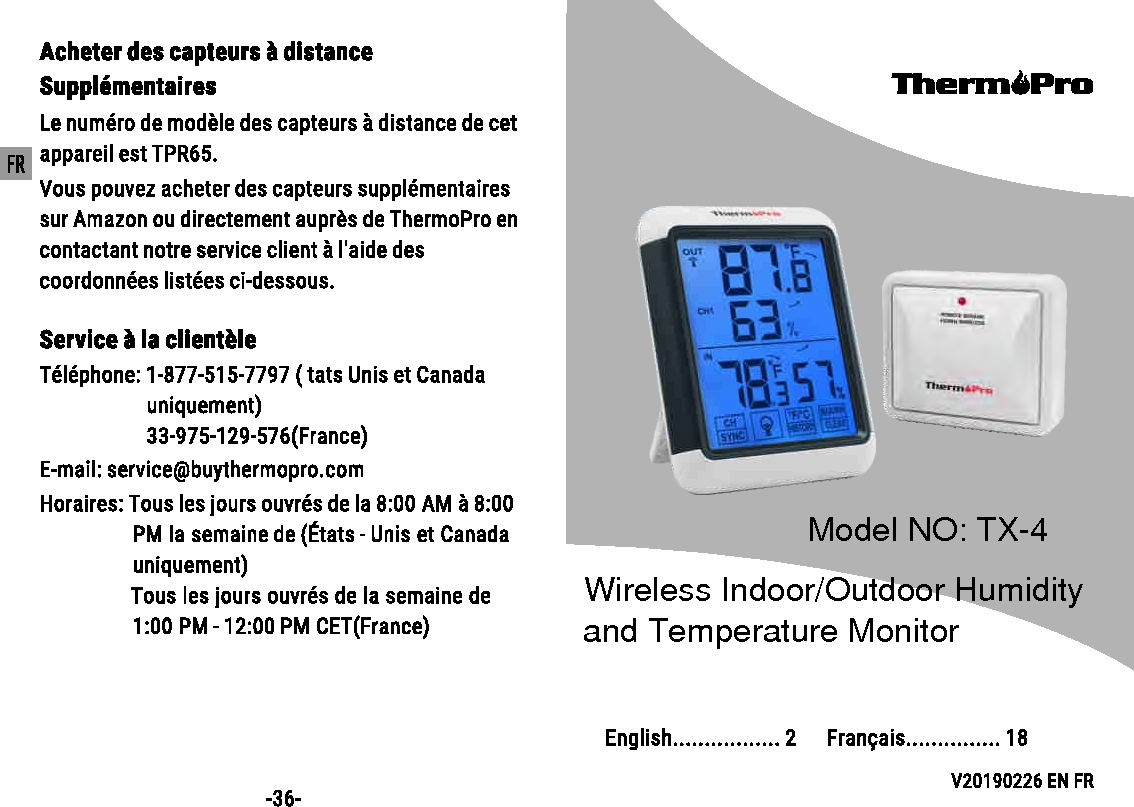 ECARE ELECTRONICS TX-4 Wireless Indoor/Outdoor Humidity and Temperature ...