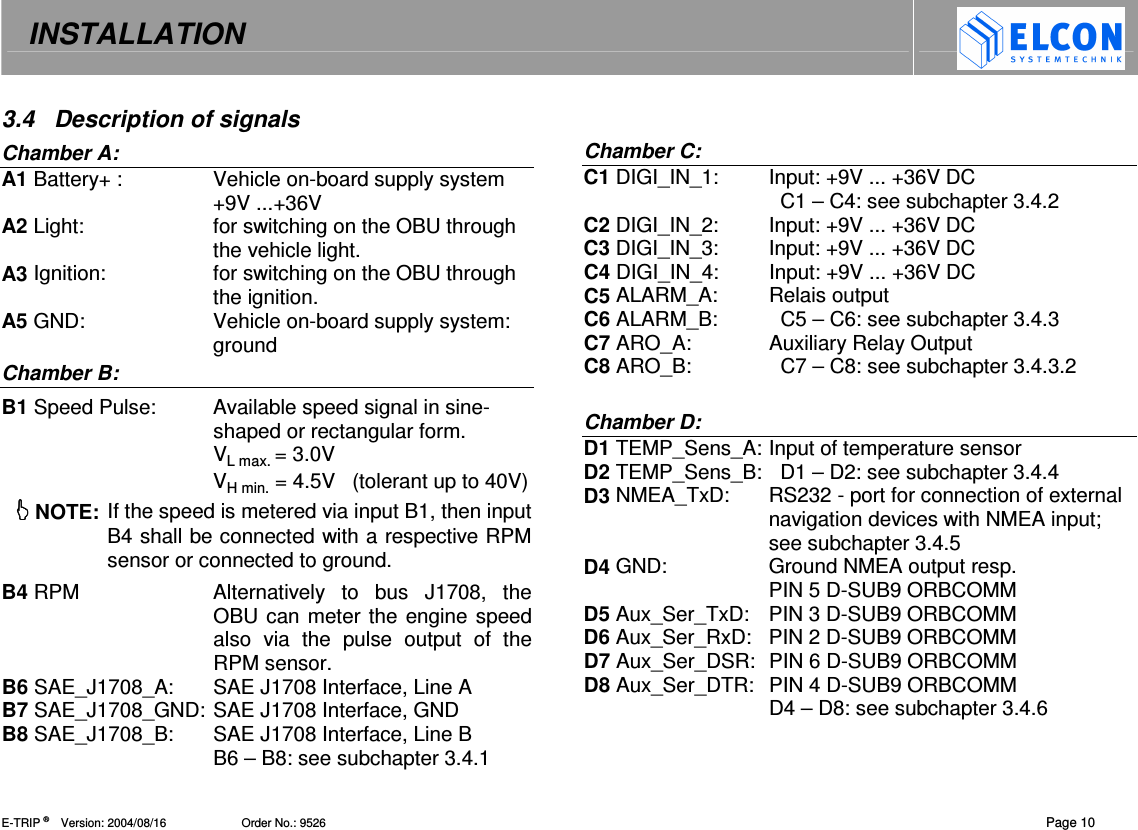 ELCON Systemtechnik 6600 E-TRIP ® 6600 User Manual Mounting Manual