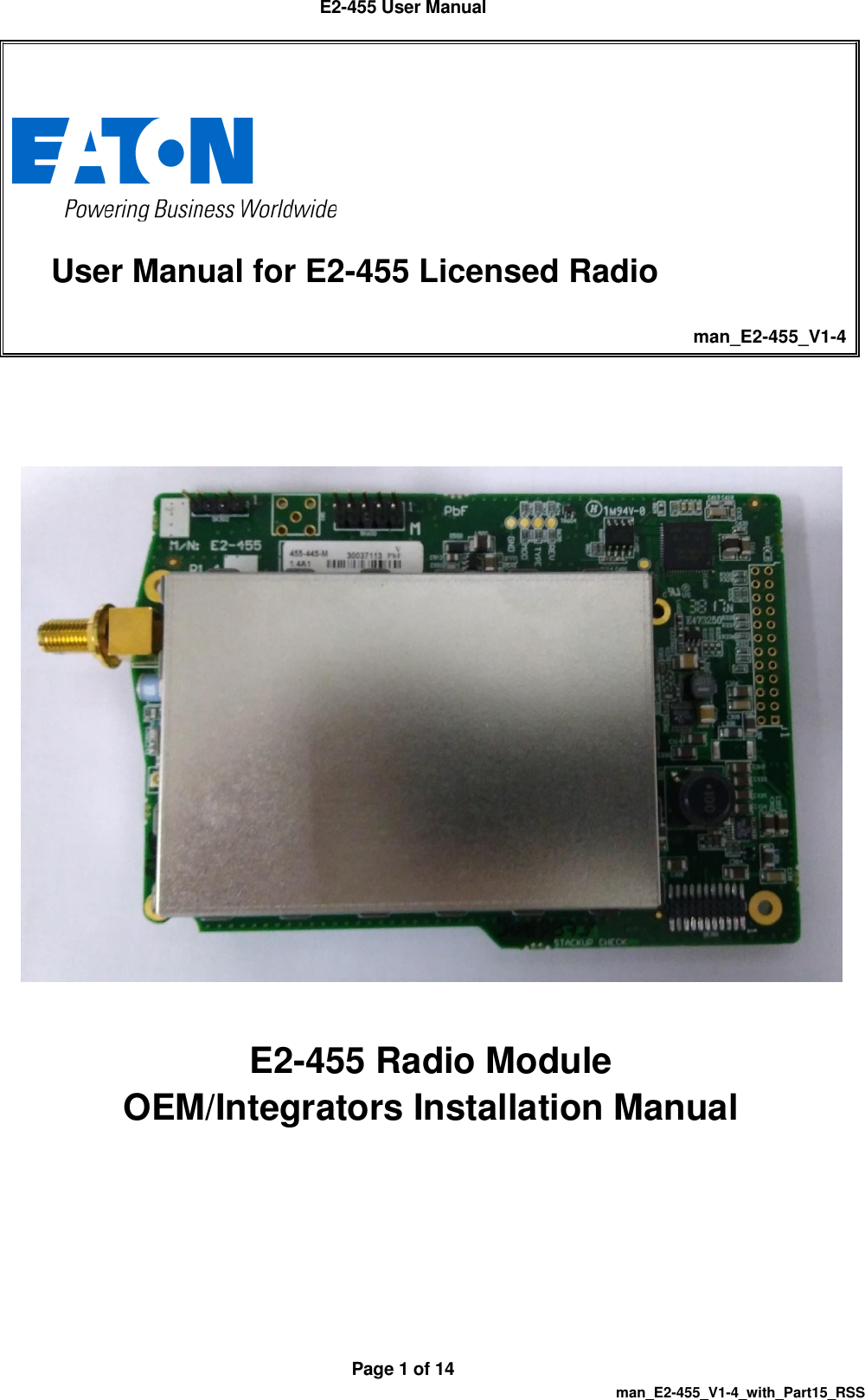 ELPRO Technologies E2-455 UHF Radio Module 421 to 480MHz 10Watt User ...