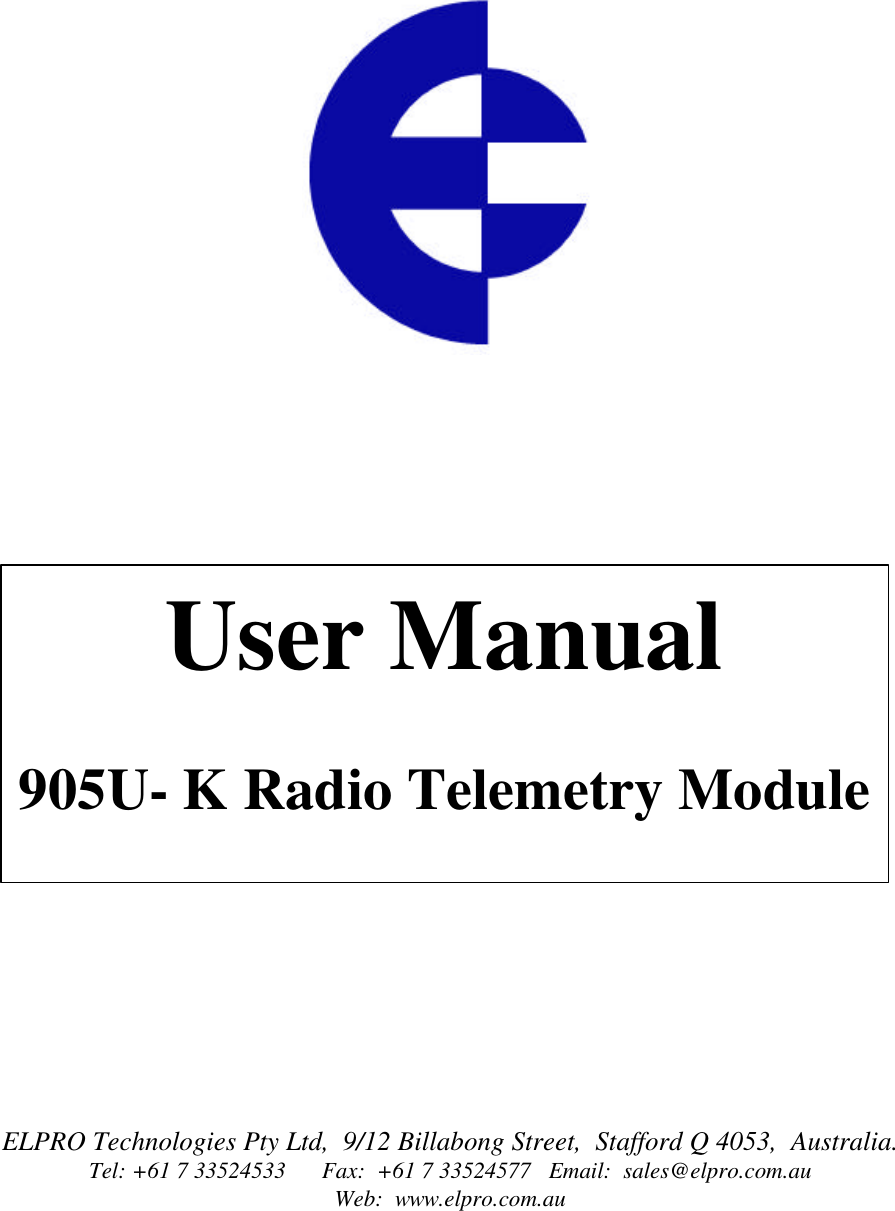 ELPRO Technologies ELP905K Spread Spectrum Radio Modem User Manual man ...
