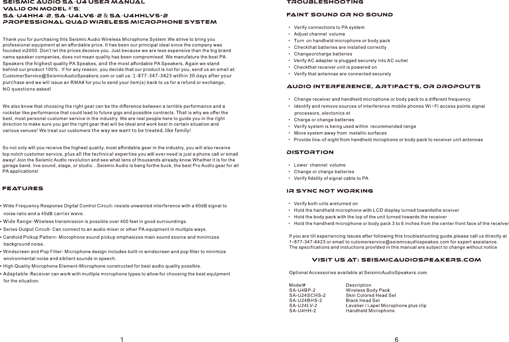 ENPING CITY CE ANCE ELECTRONIC TECHNOLOGY SA-U4HH-2 Wireless microphone ...