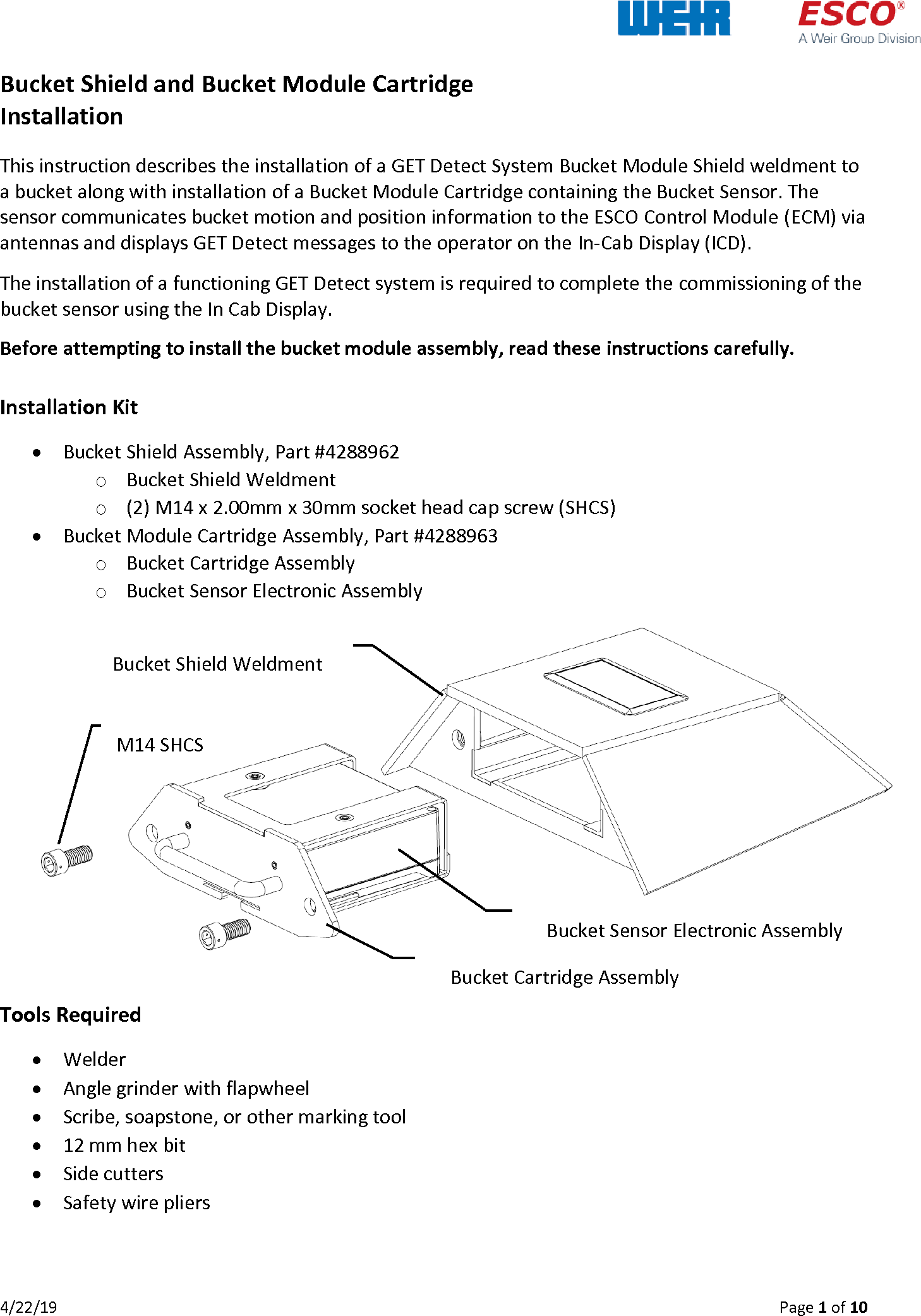 ESCO Group 65507 GET Detect Bucket Module 4265507 User Manual