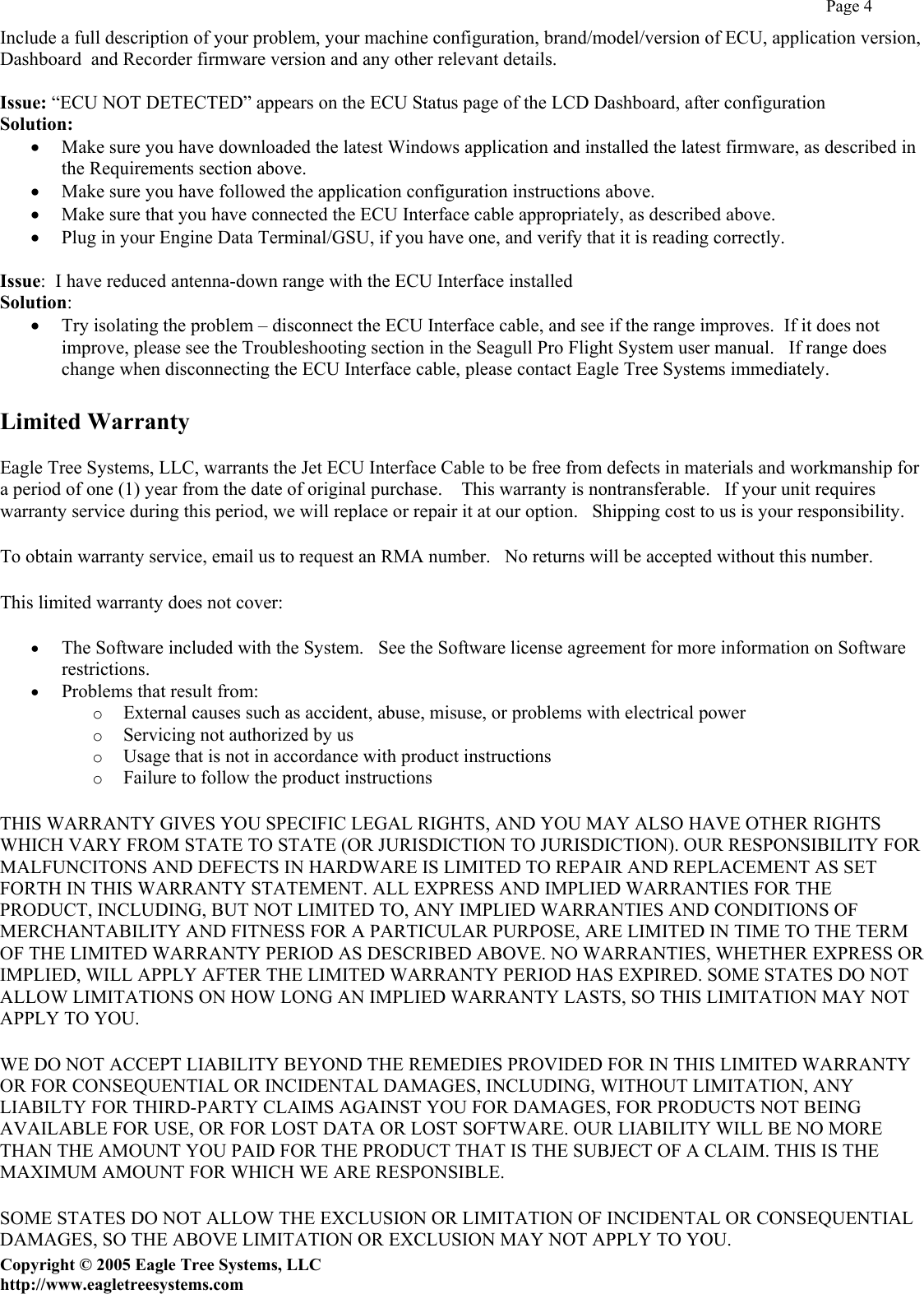 Eagle Tree Systems Ecu Jetcat Users Manual Interface