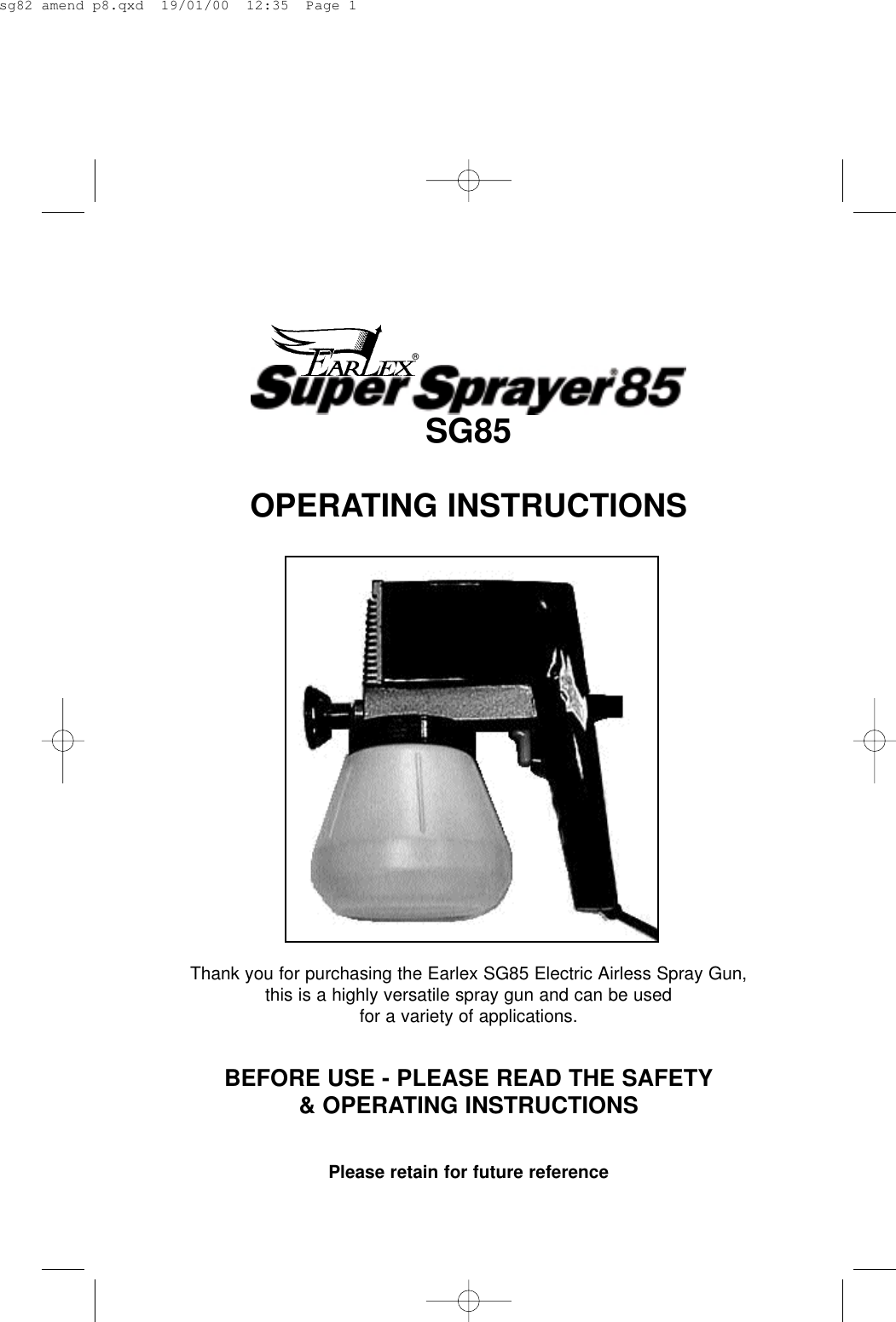 Earlex Sg85 Users Manual
