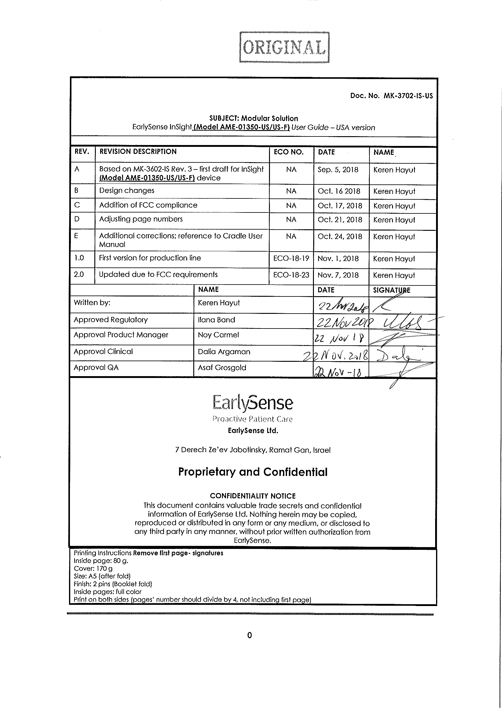 EarlySense INSIGHT EarlySense InSight System Discussion and FAQ user manual