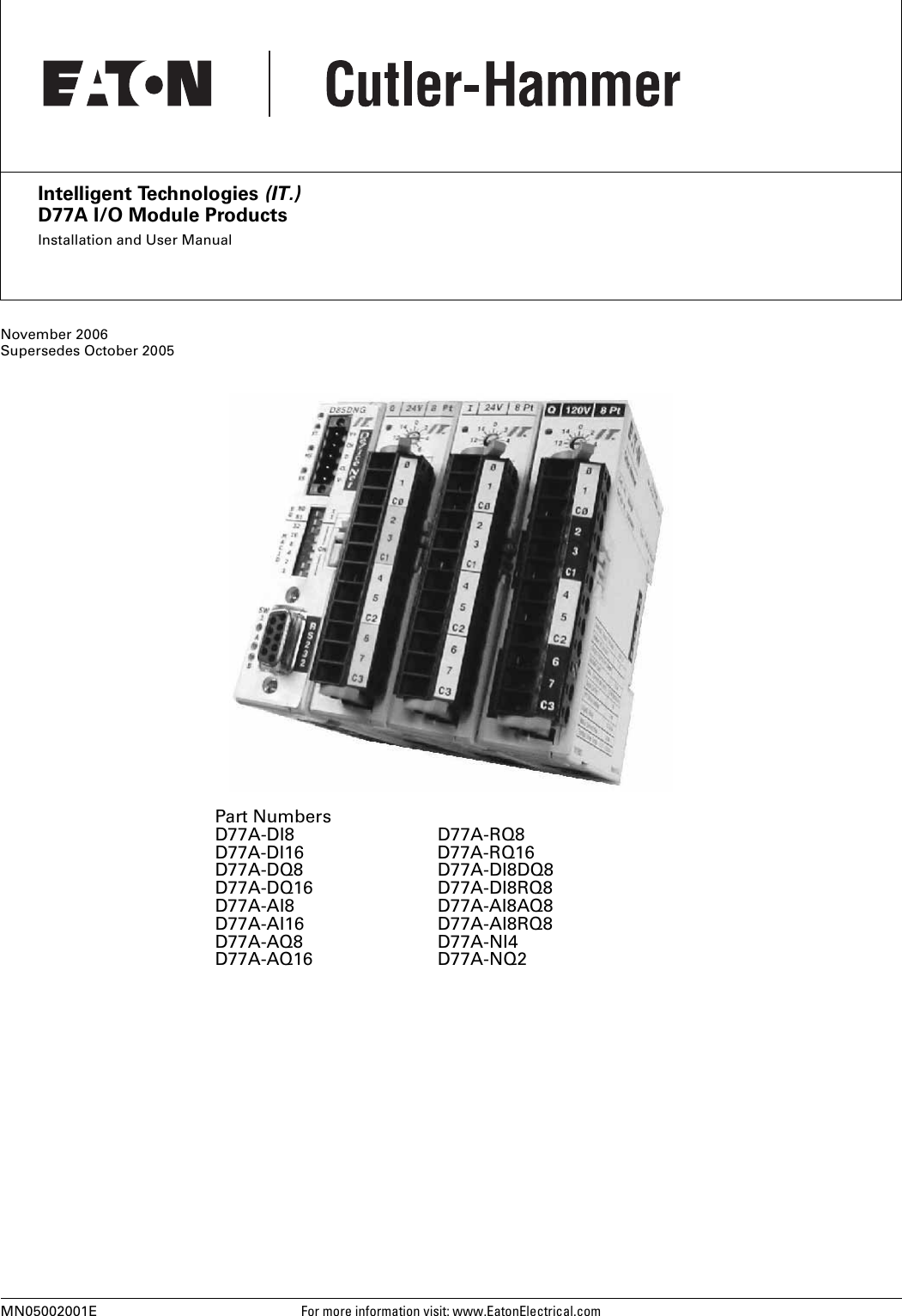 Eaton Electrical D77A Users Manual