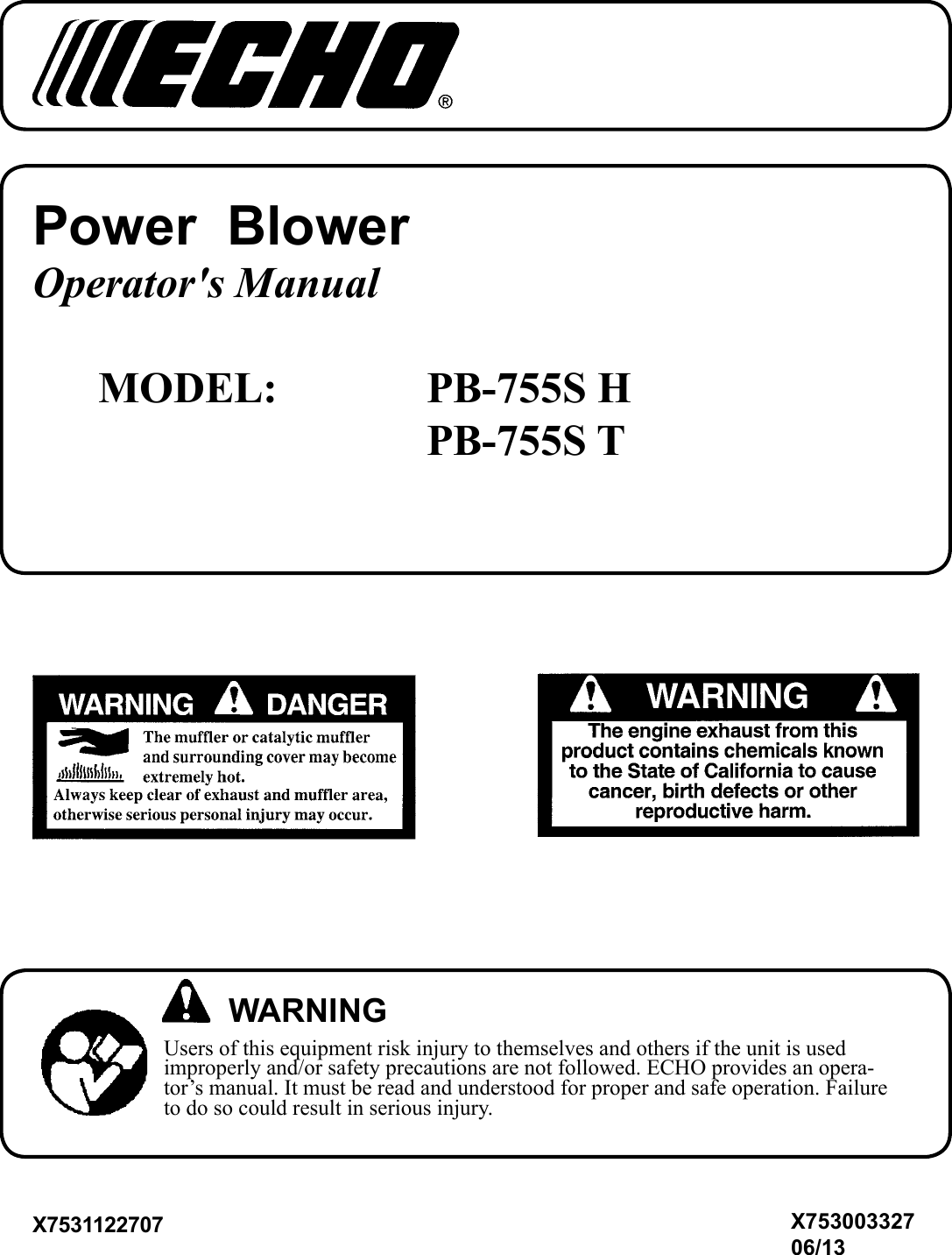 Echo Pb 755St Owner S Manual