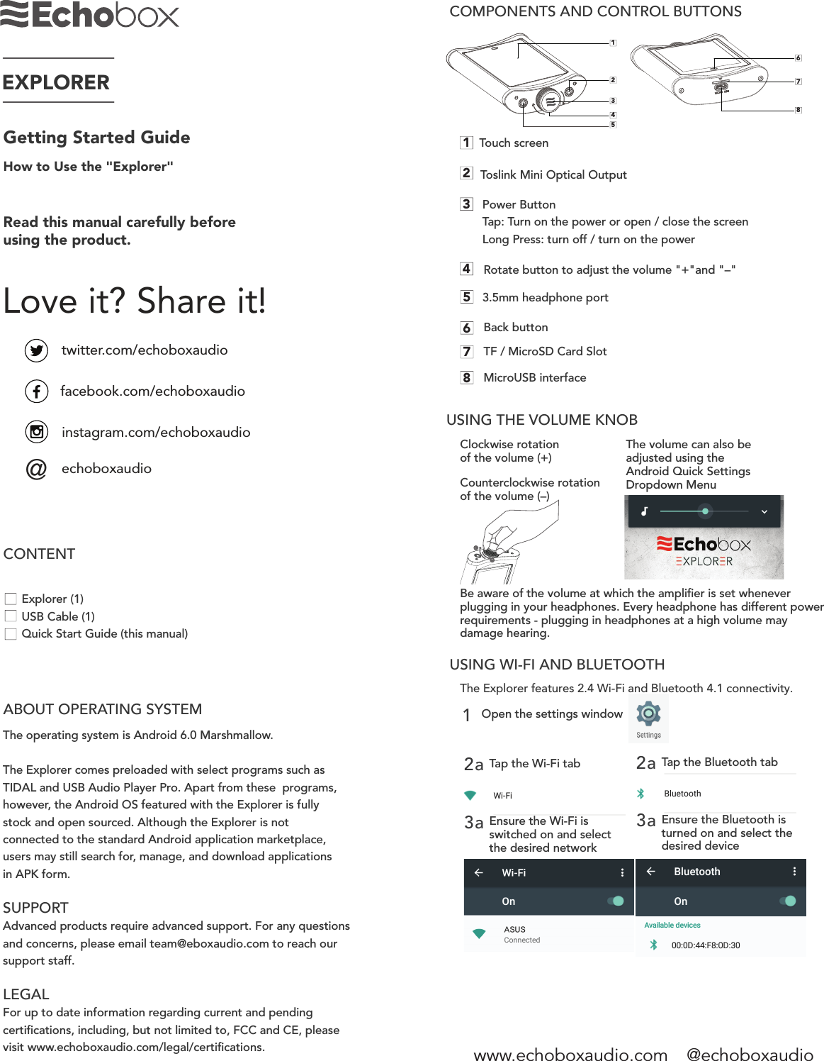 Echobox Audio X1 Audio Player User Manual Explorer Manual Front Back final