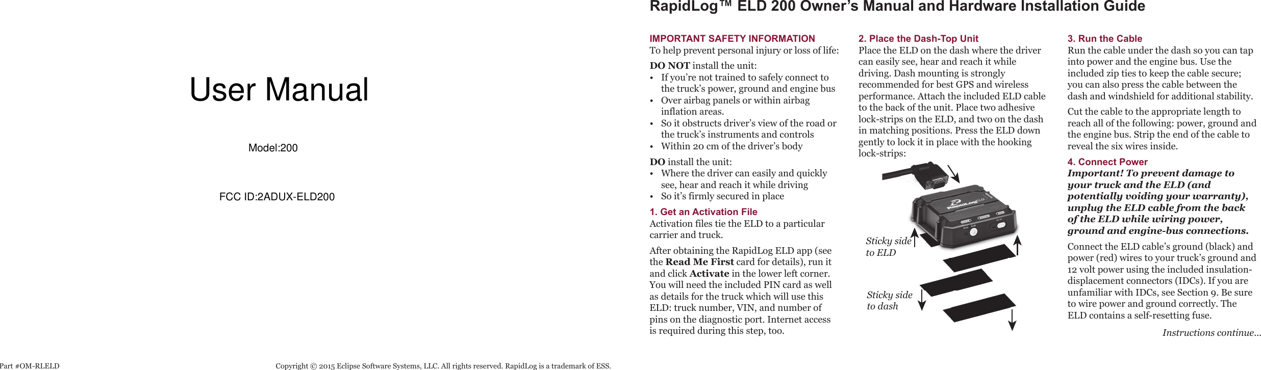 Eclipse Software Systems ELD200 RapidLog ELD 200 User Manual ...