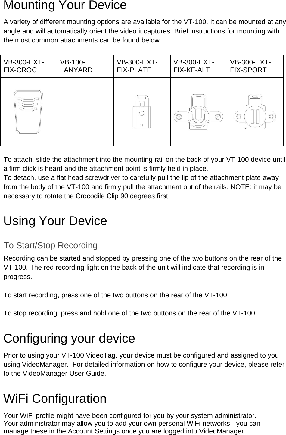 Edesix VT100 Video Tag User Manual