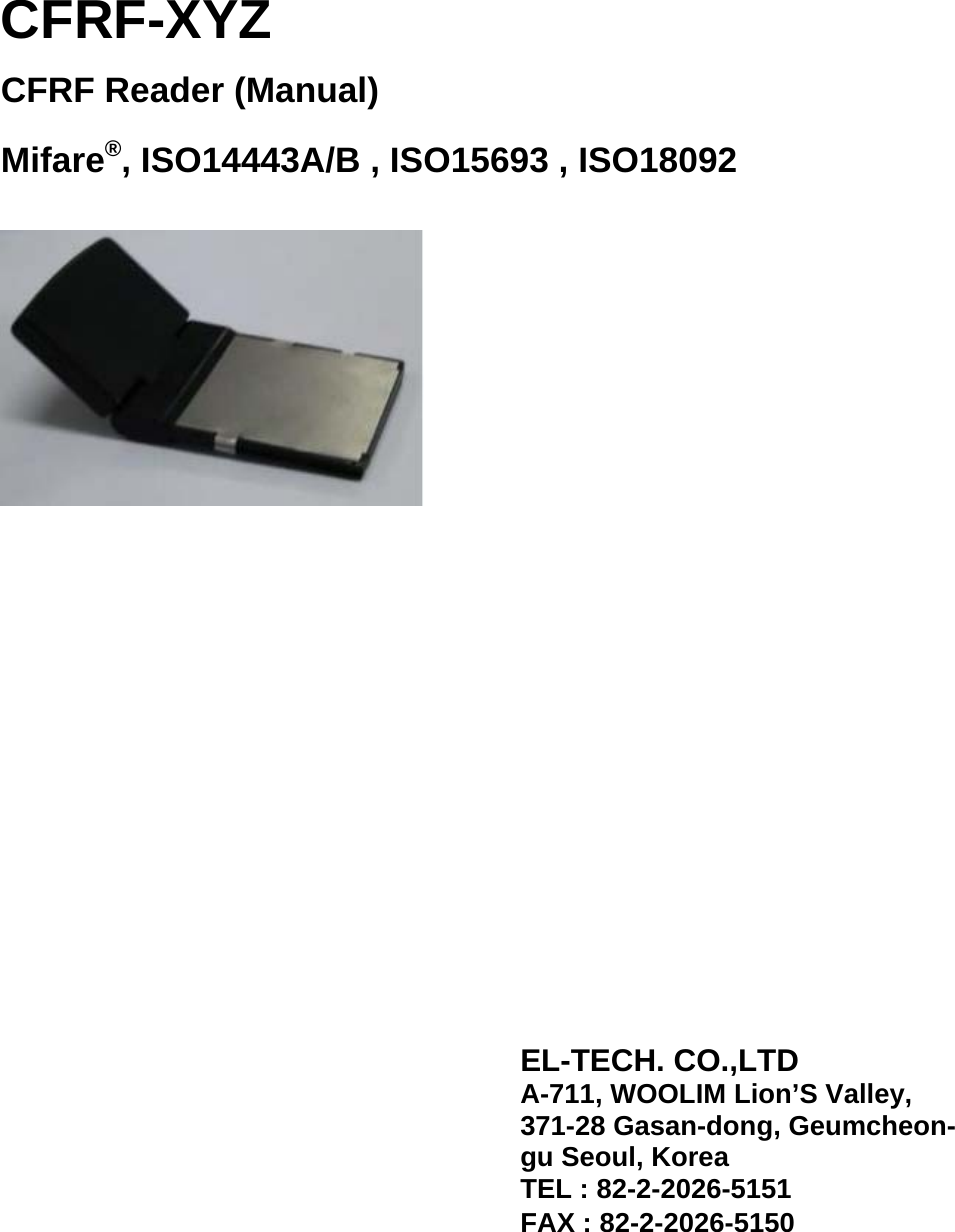 El Tech CFRF-XYZ RFID Reader User Manual Manual English