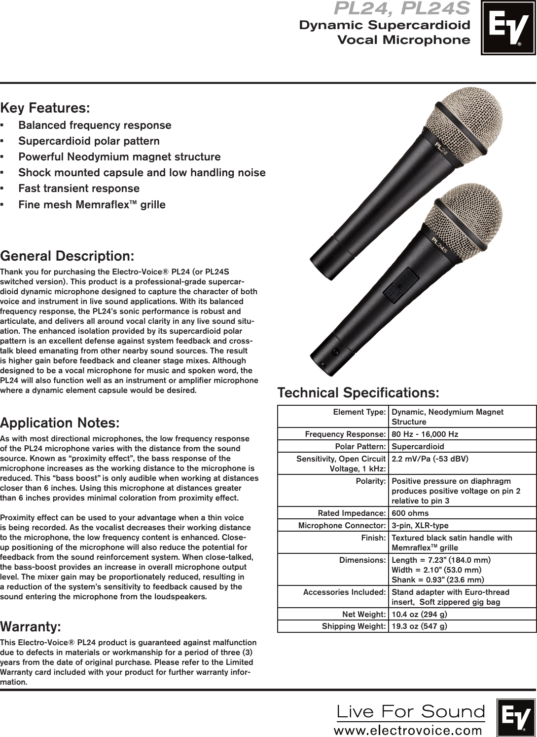 Electro Voice Pl24 Users Manual