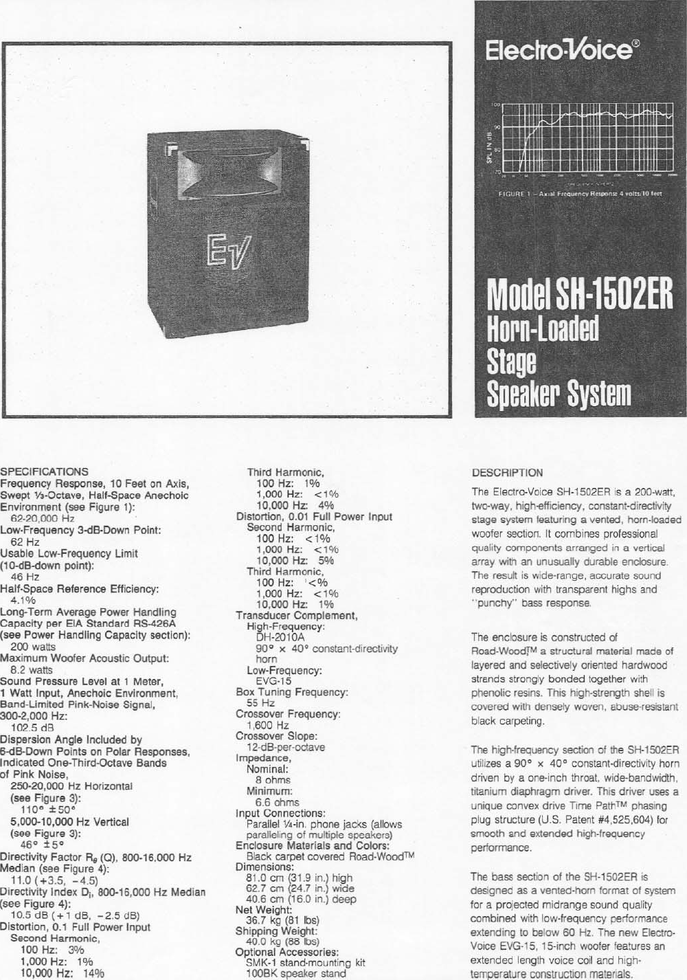 Electro Voice Sh 1502Er Users Manual EDS