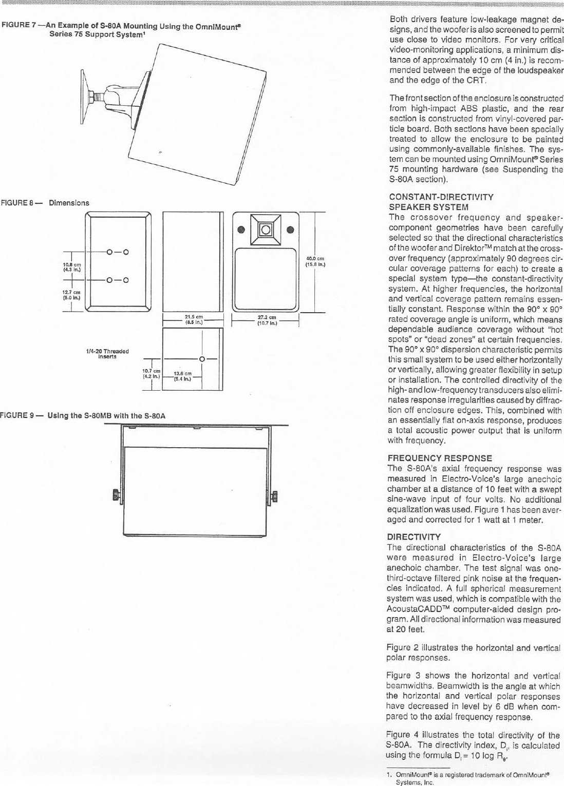 Electro Voice Two Way Speaker System S 80A Users Manual EDS