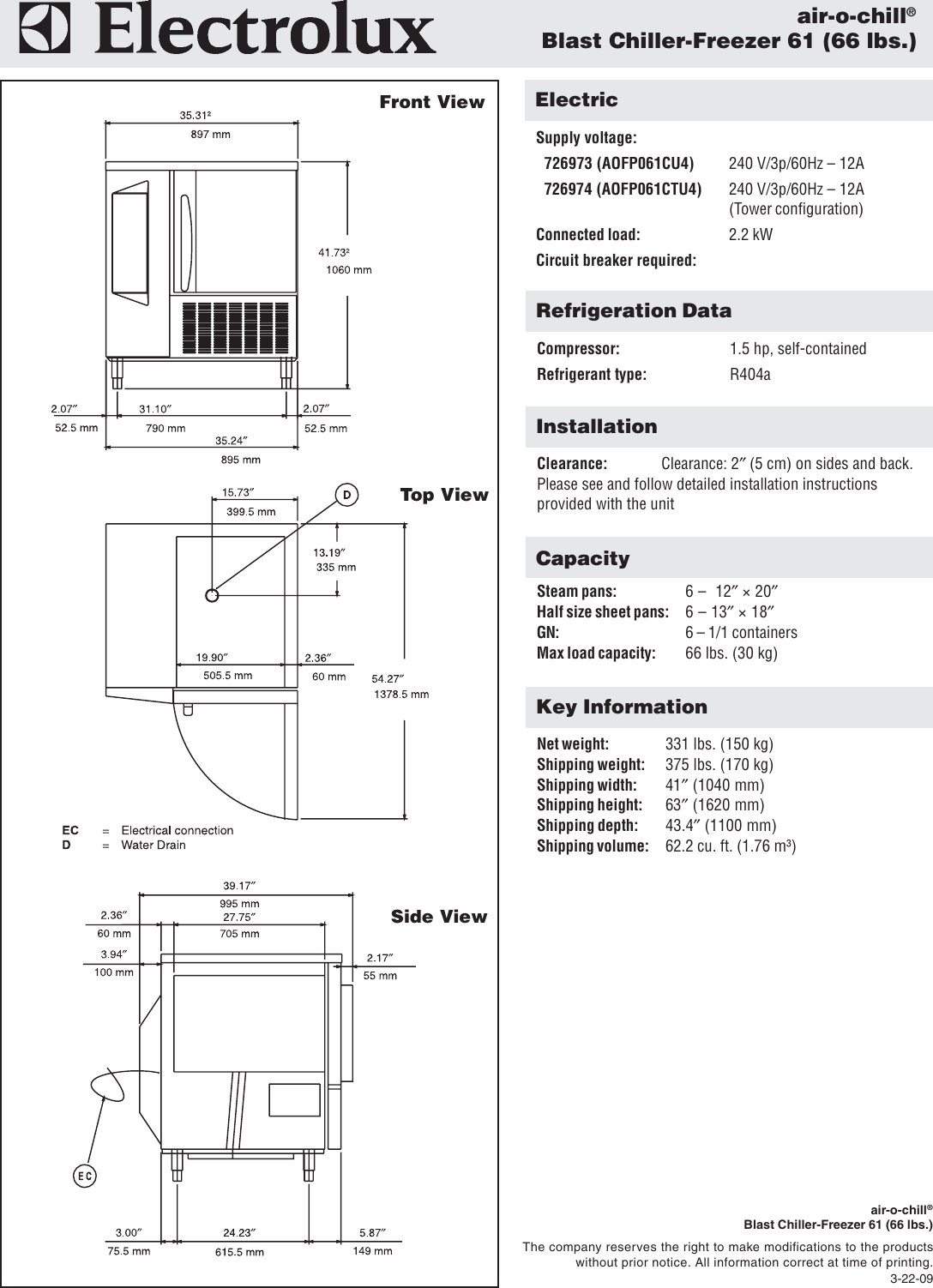 Electrolux Air O Chill 726973 Users Manual 276973.pmd