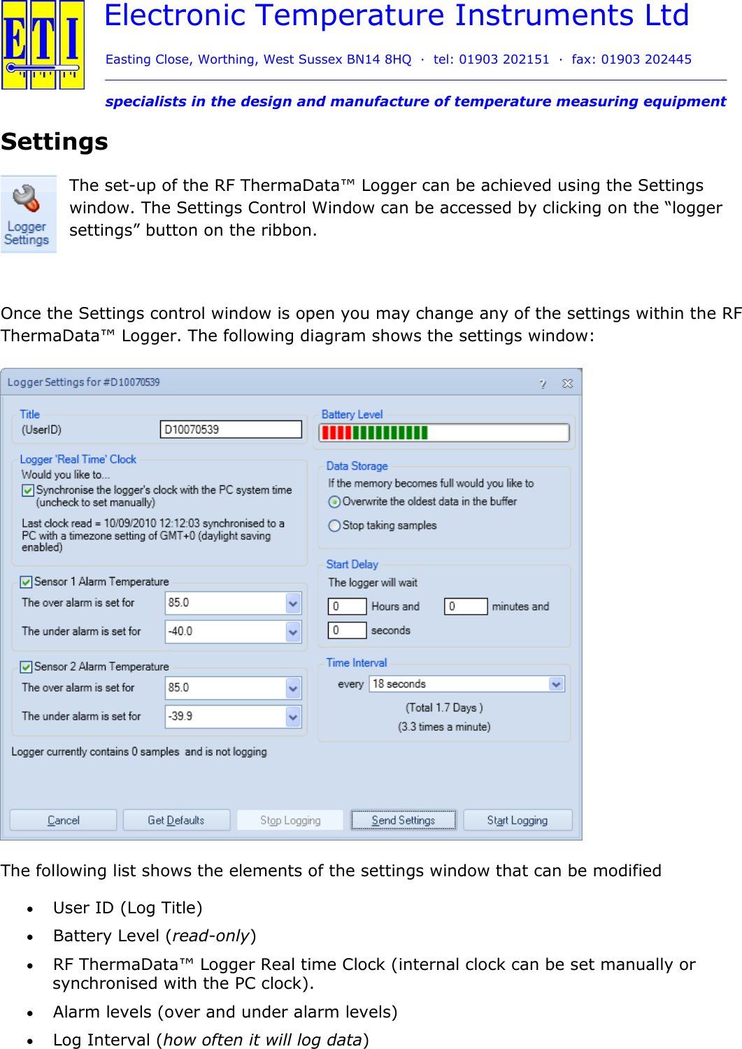 Electronic Temperature Instruments 2938 BSUSB, RF ThermaData Base ...