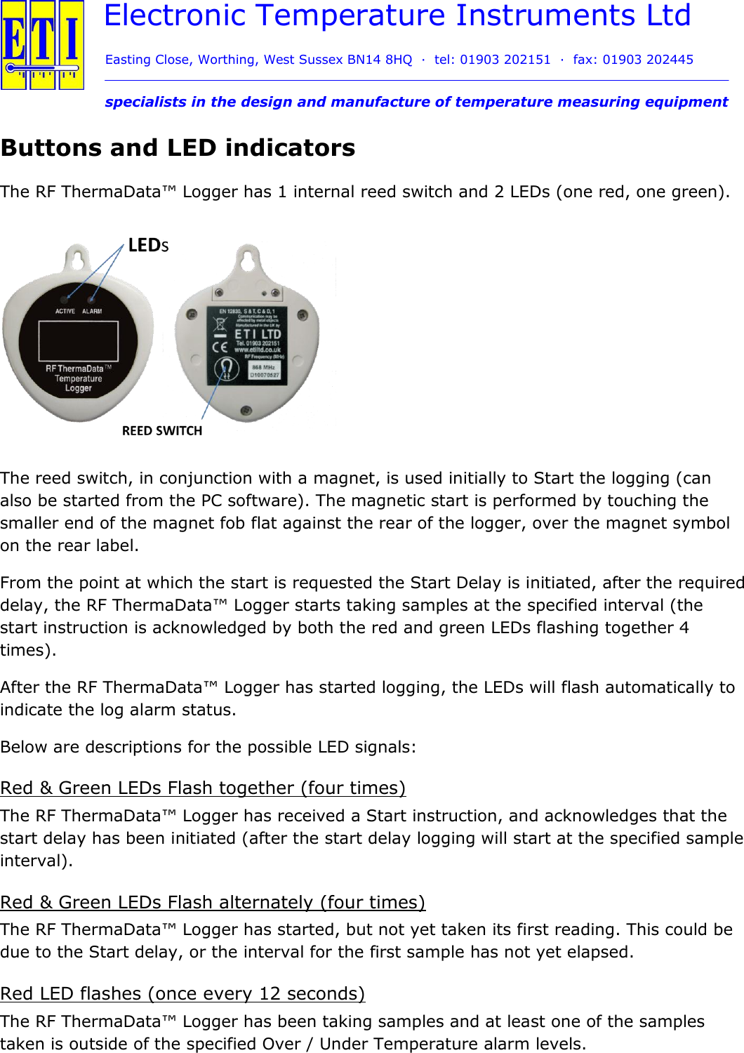Electronic Temperature Instruments 2938 BSUSB, RF ThermaData Base ...