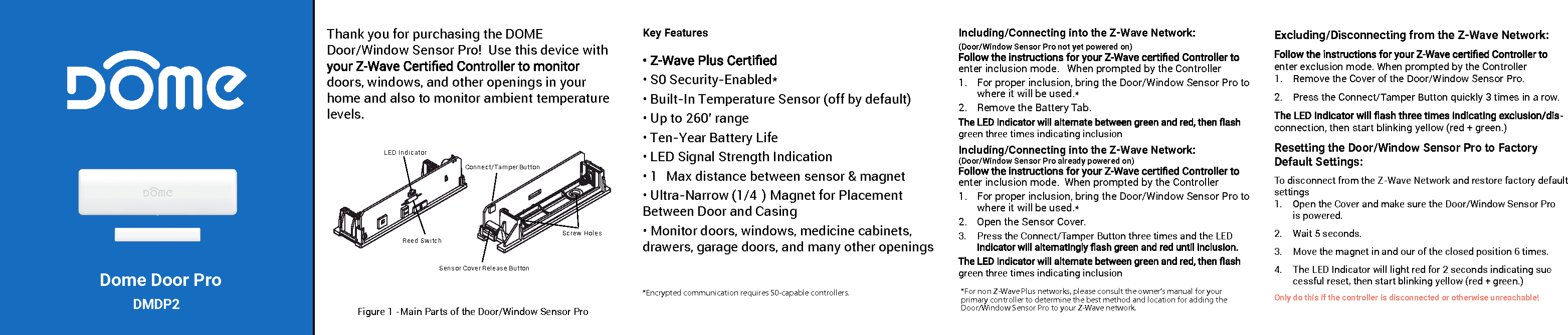 Elexa Consumer DMDP2 Dome Door Pro User Manual