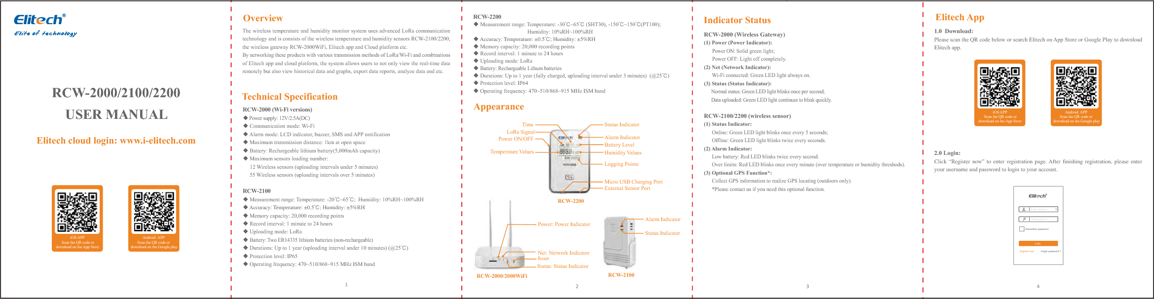 Elitech Technology RCW-2100 Wireless sensor User Manual RCW 2000 18 12 03