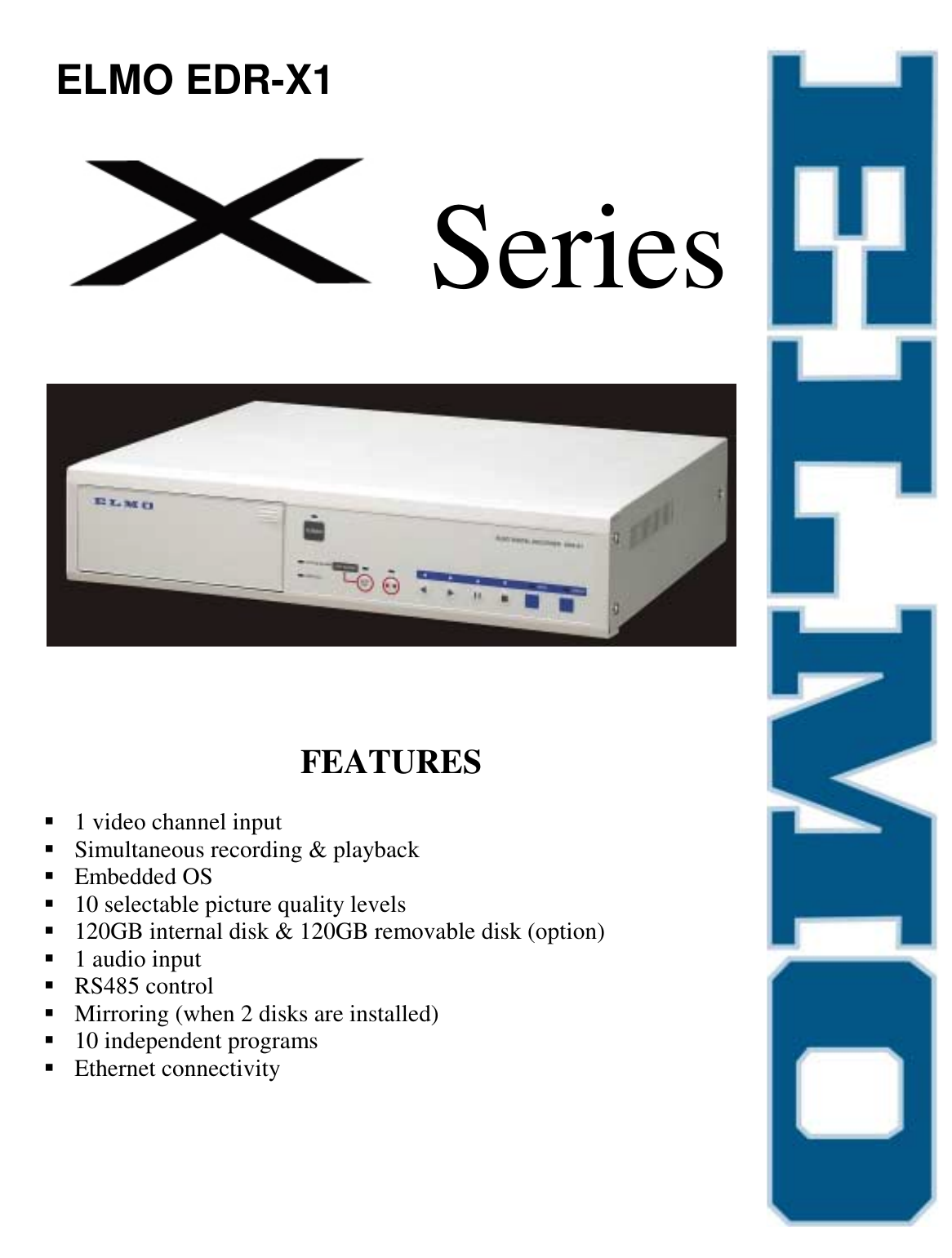 Elmo Edr X1 Users Manual EDR–X109 Compact