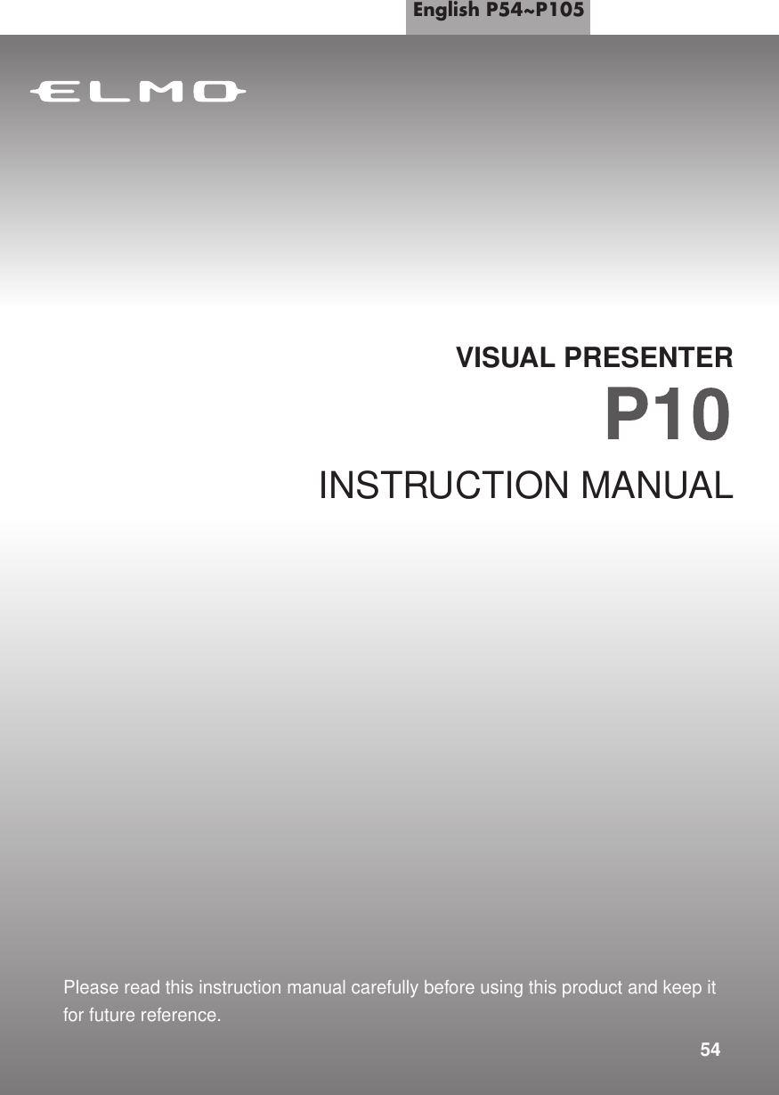 Elmo P10 Users Manual