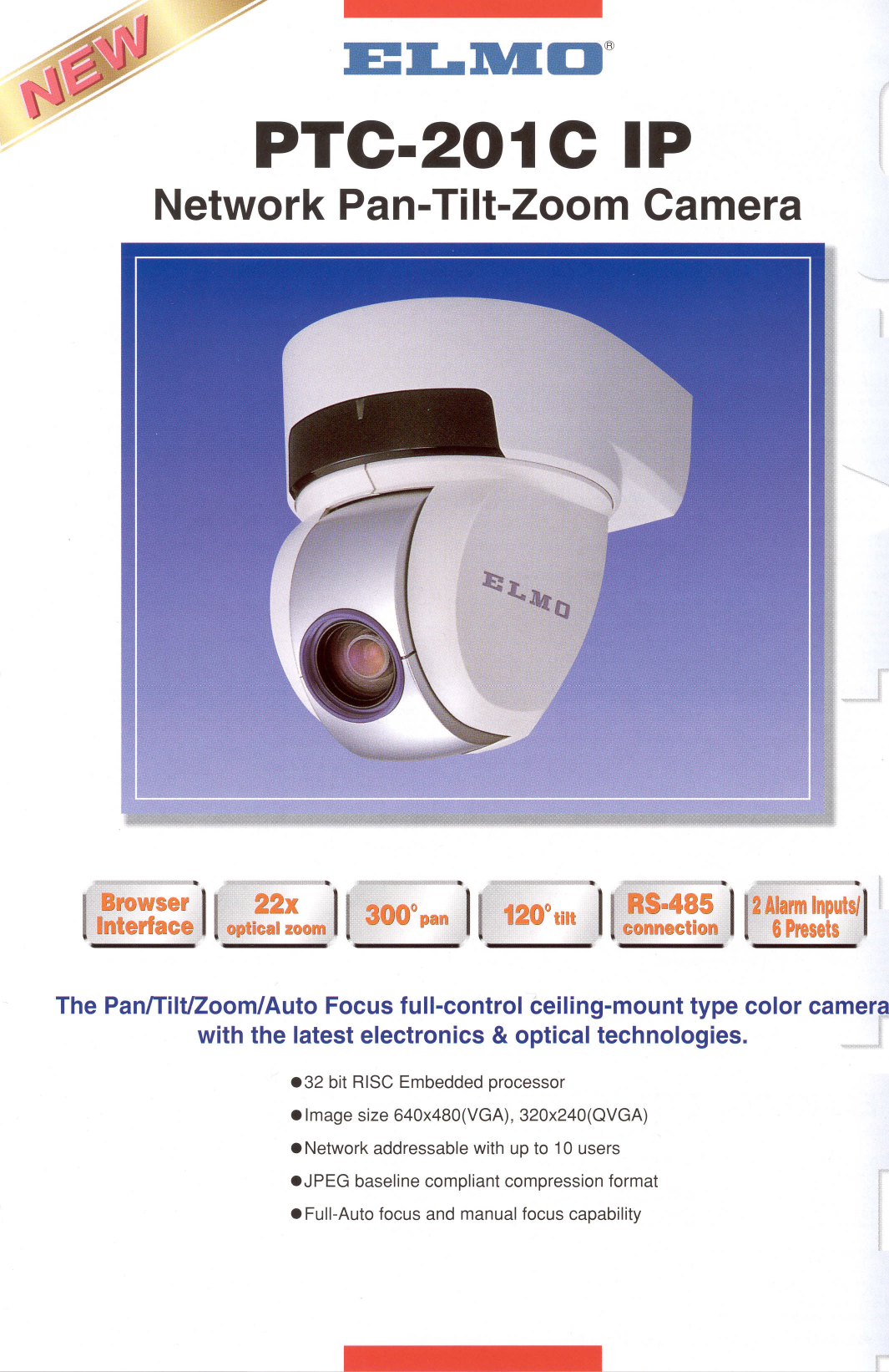 Elmo Network Pan Tilt Zoom Camera Ptc 201Cip Users Manual