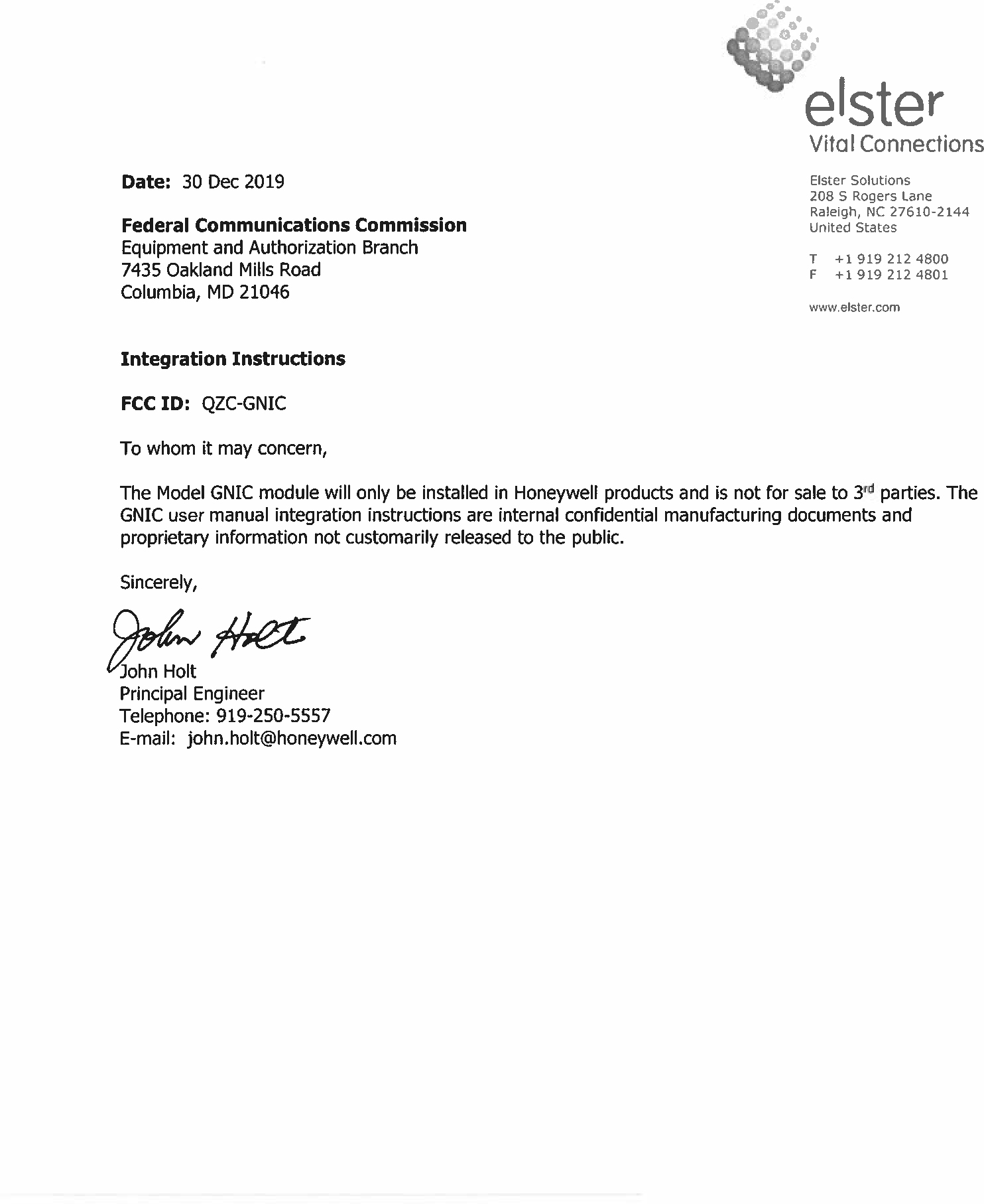 Elster Solutions GNIC GNIC Module User Manual