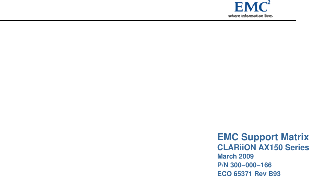 Emc Clariion Ax150 Series Users Manual Support Matrix