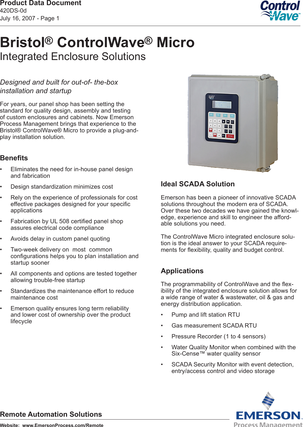 Emerson Process Management Bristol Controlwave Cw 30 Users Manual