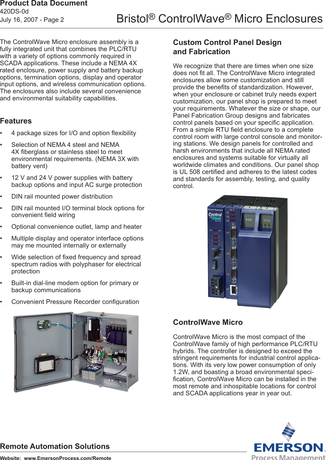 Emerson Process Management Bristol Controlwave Cw 30 Users Manual