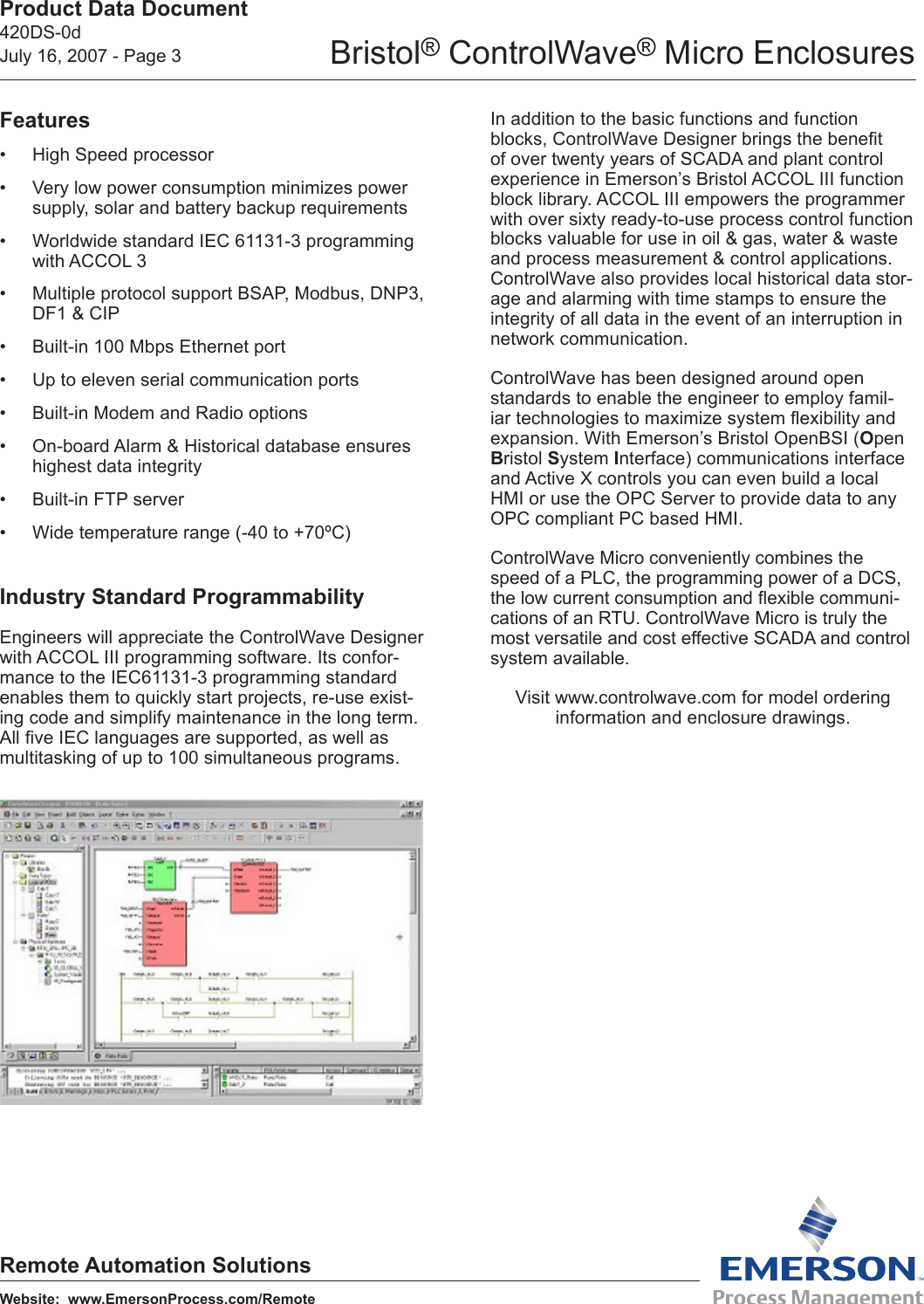 Emerson Process Management Bristol Controlwave Cw 30 Users Manual