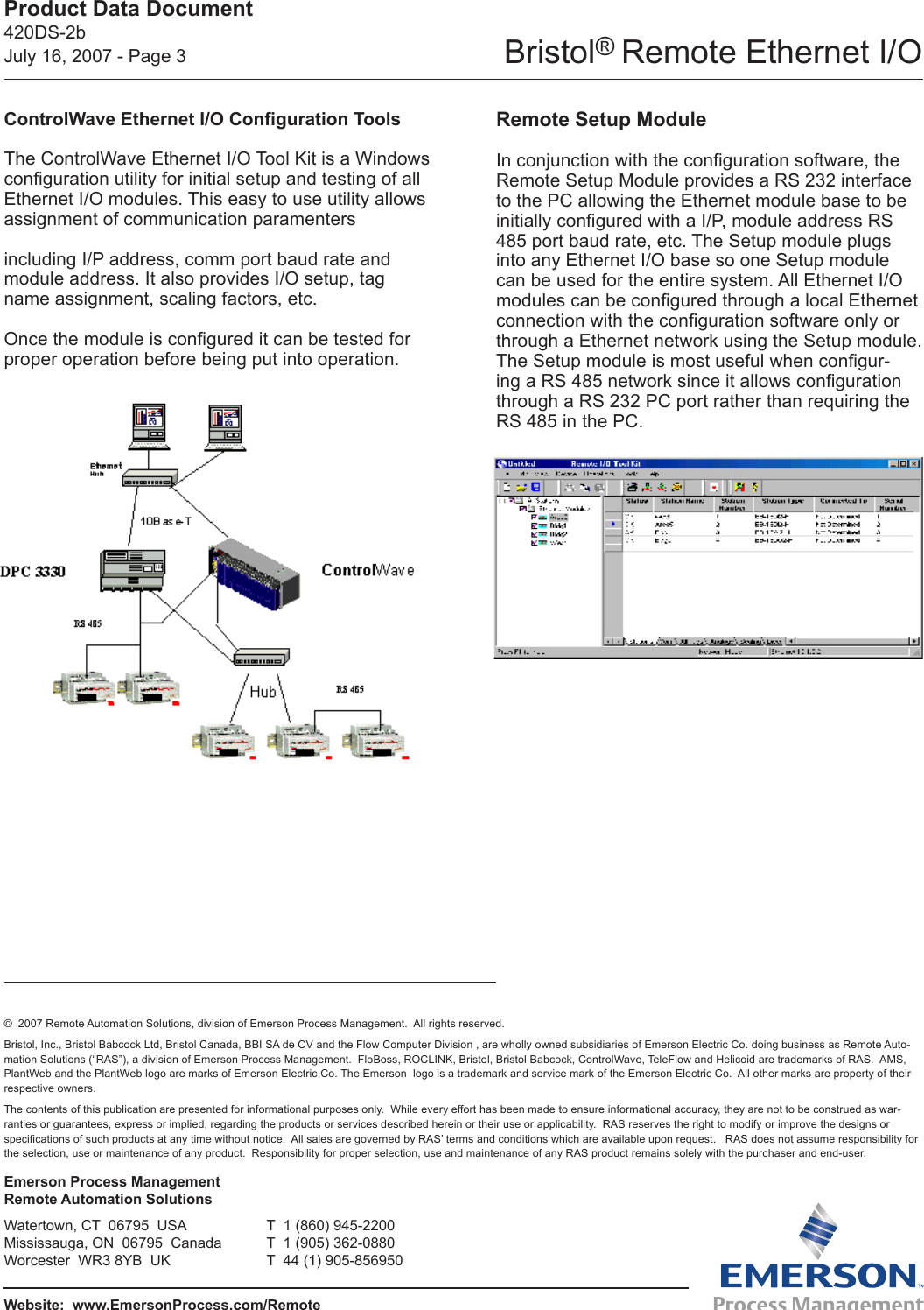Emerson Process Management Controlwave Remote Ethernet I O Users Manual