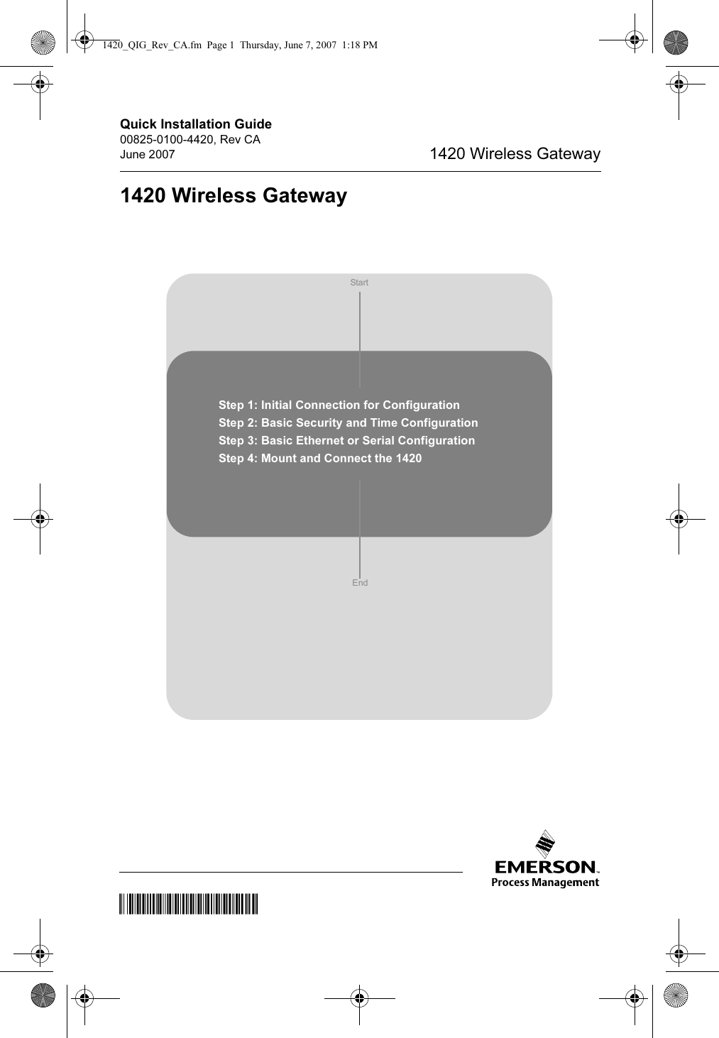 Emerson Process Management Wireless Gateway 1420 Users Manual 1420_QIG ...