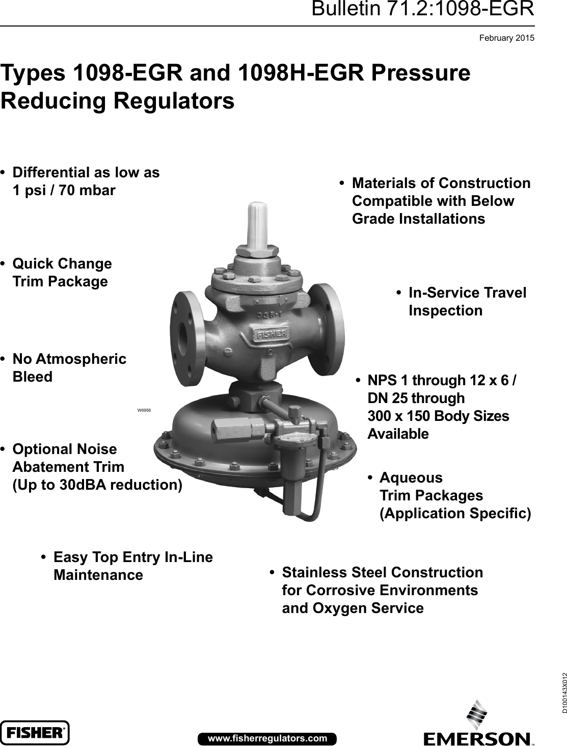 Emerson 1098H Egr Pressure Reducing Regulators For Lp Gas Service Data ...