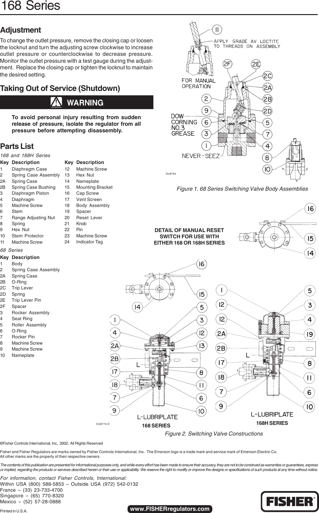 Emerson 168 168H And 68 Series Three Way Switching Valves Installation Guide 168,168H,68_IG.p65