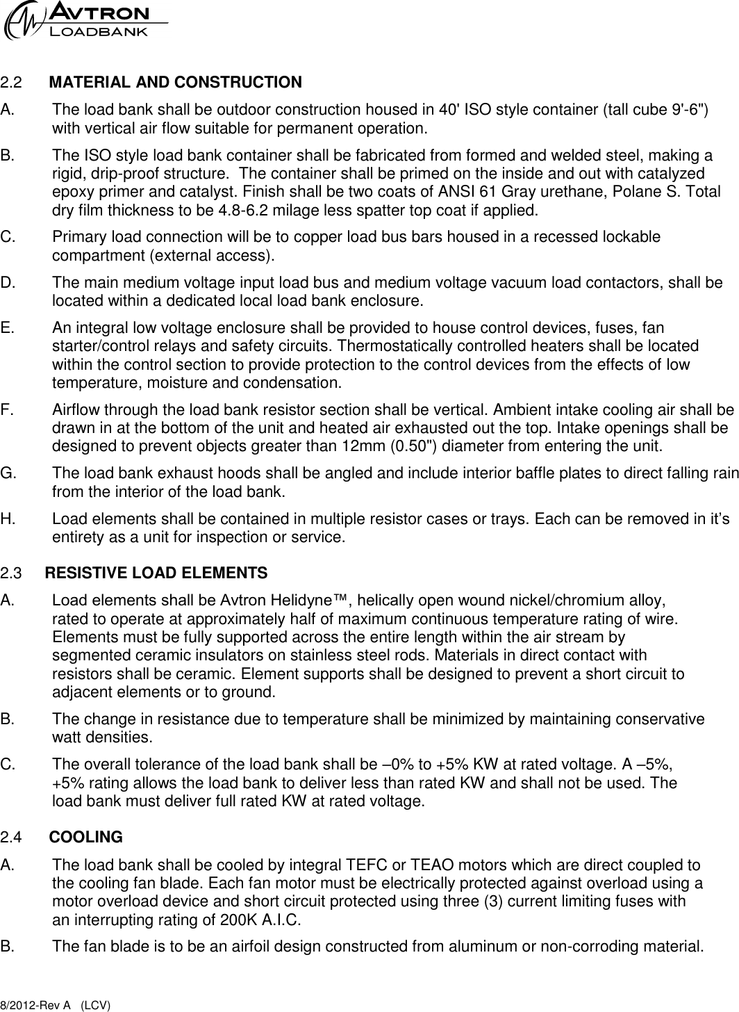 Emerson 3750 6250 Kva Lcv Container Load Bank Technical Specifications ...