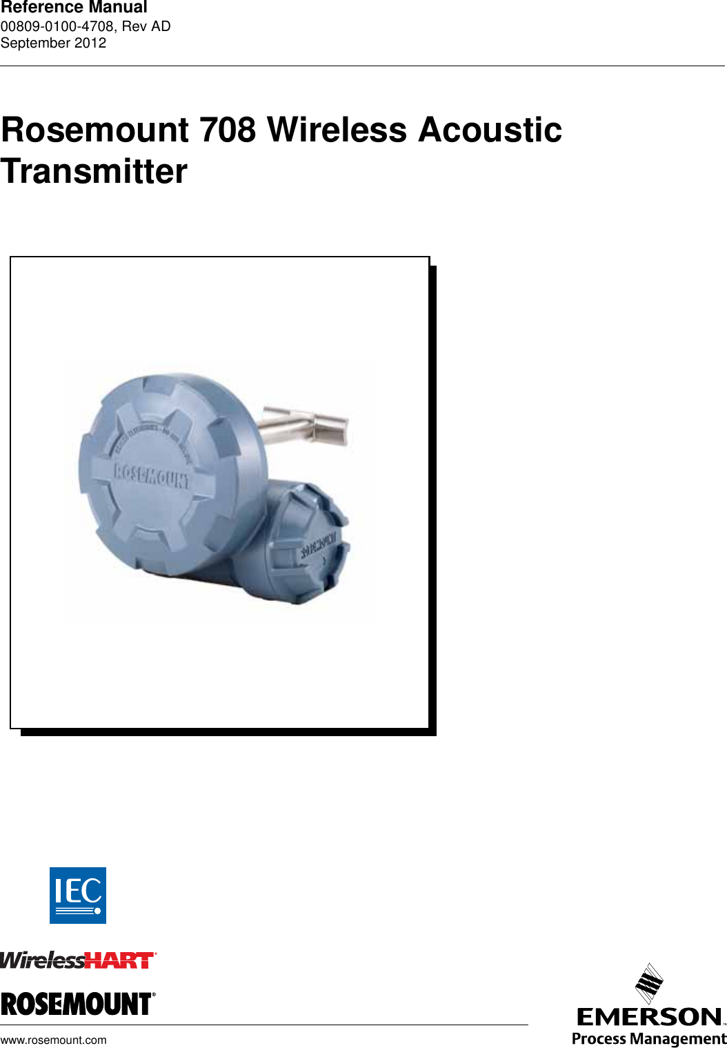 Emerson 708 Users Manual Rosemount Wireless Acoustic Transmitter