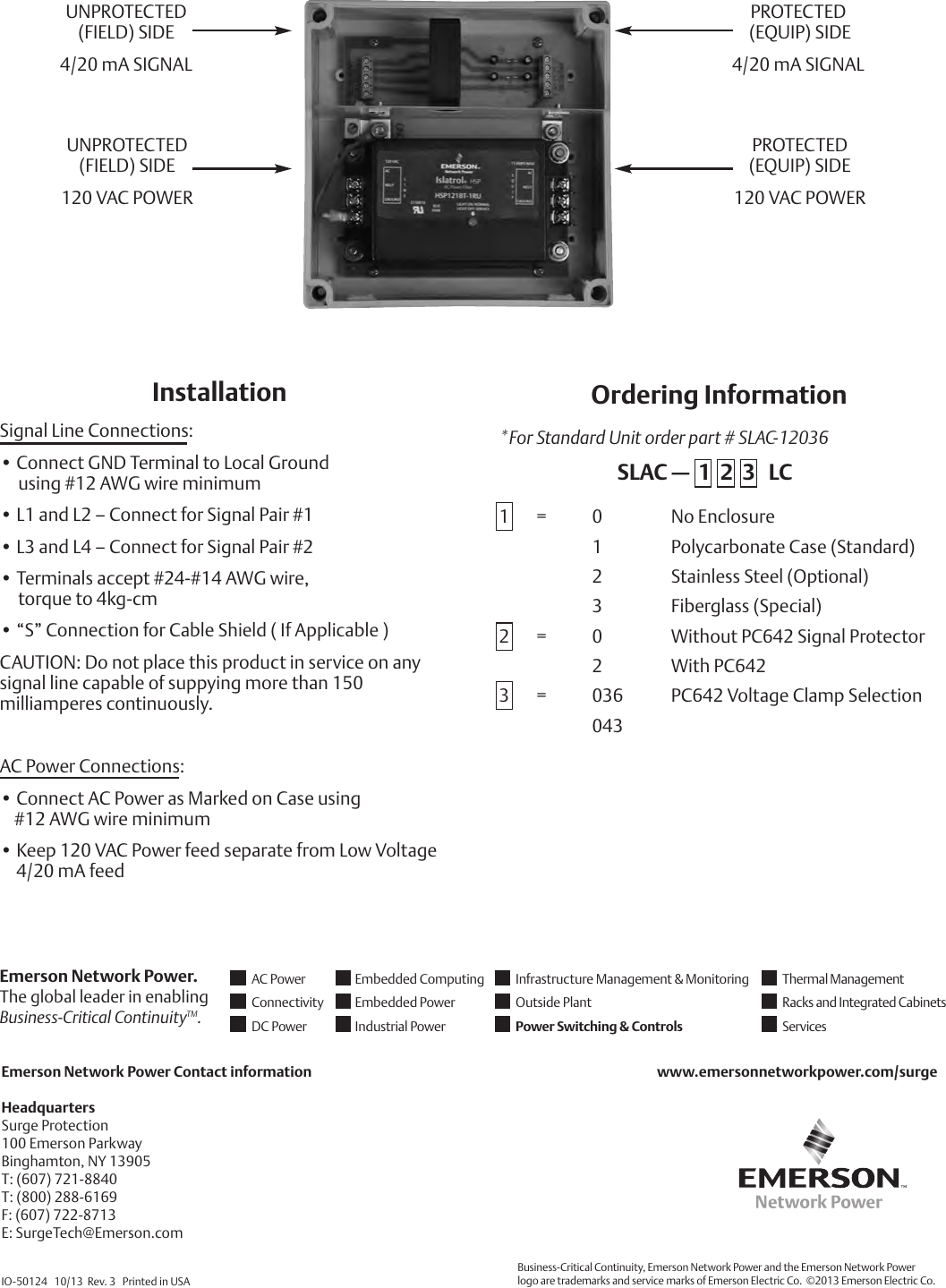 Emerson Edco Slac Series Combined Ac Power And Data Signal Surge ...