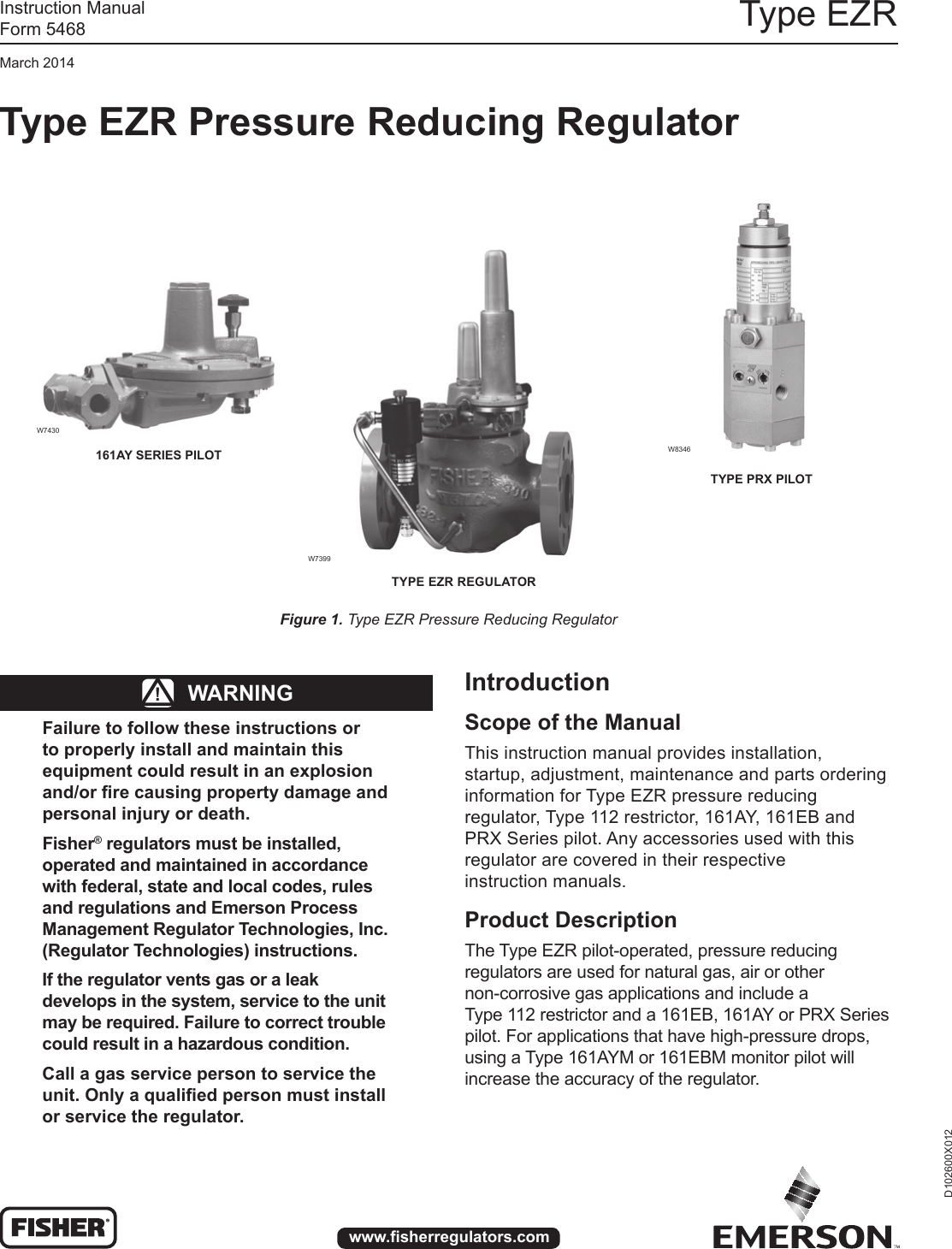 Emerson Ezr Series Pressure Reducing Regulator Instruction Manual