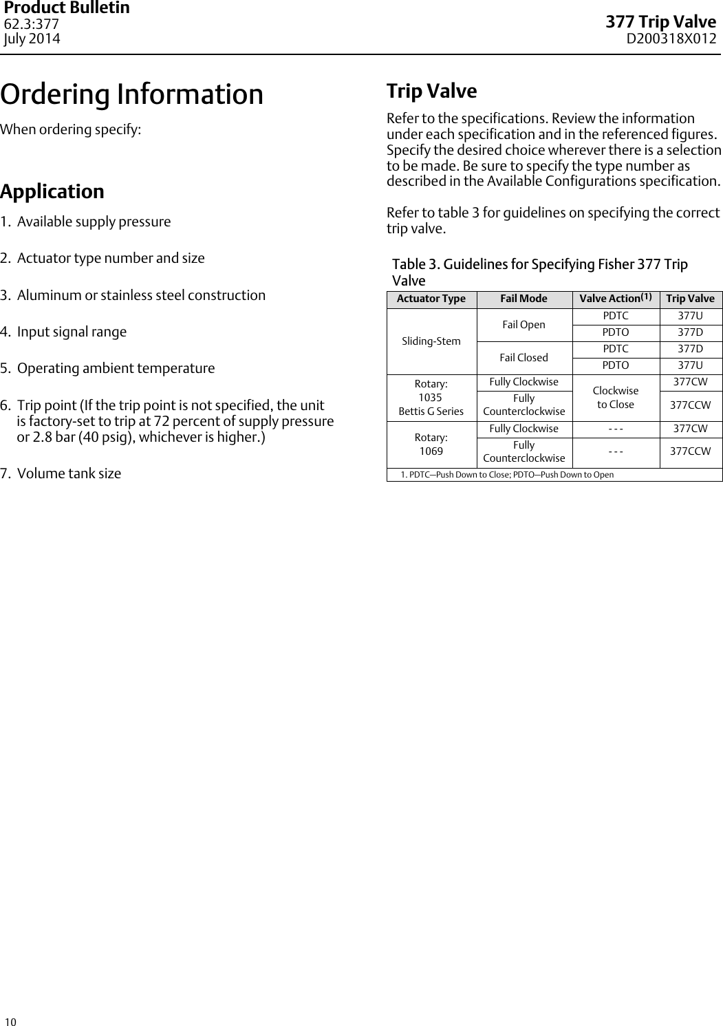 Emerson Fisher 377 Data Sheet D200318X012_Jul14_AQ
