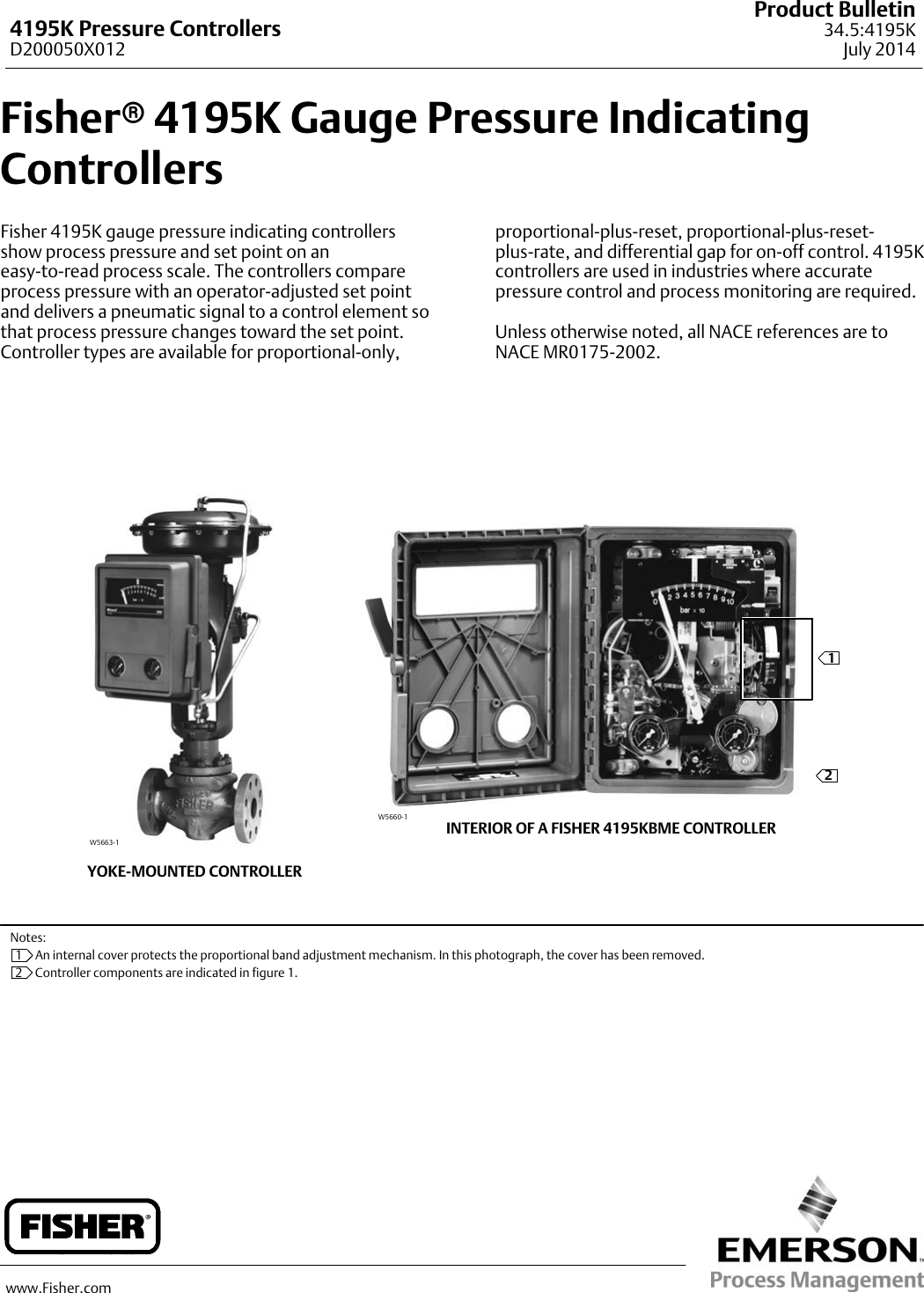 Emerson Fisher 4195K Data Sheet D200050X012_Jul14_AQ
