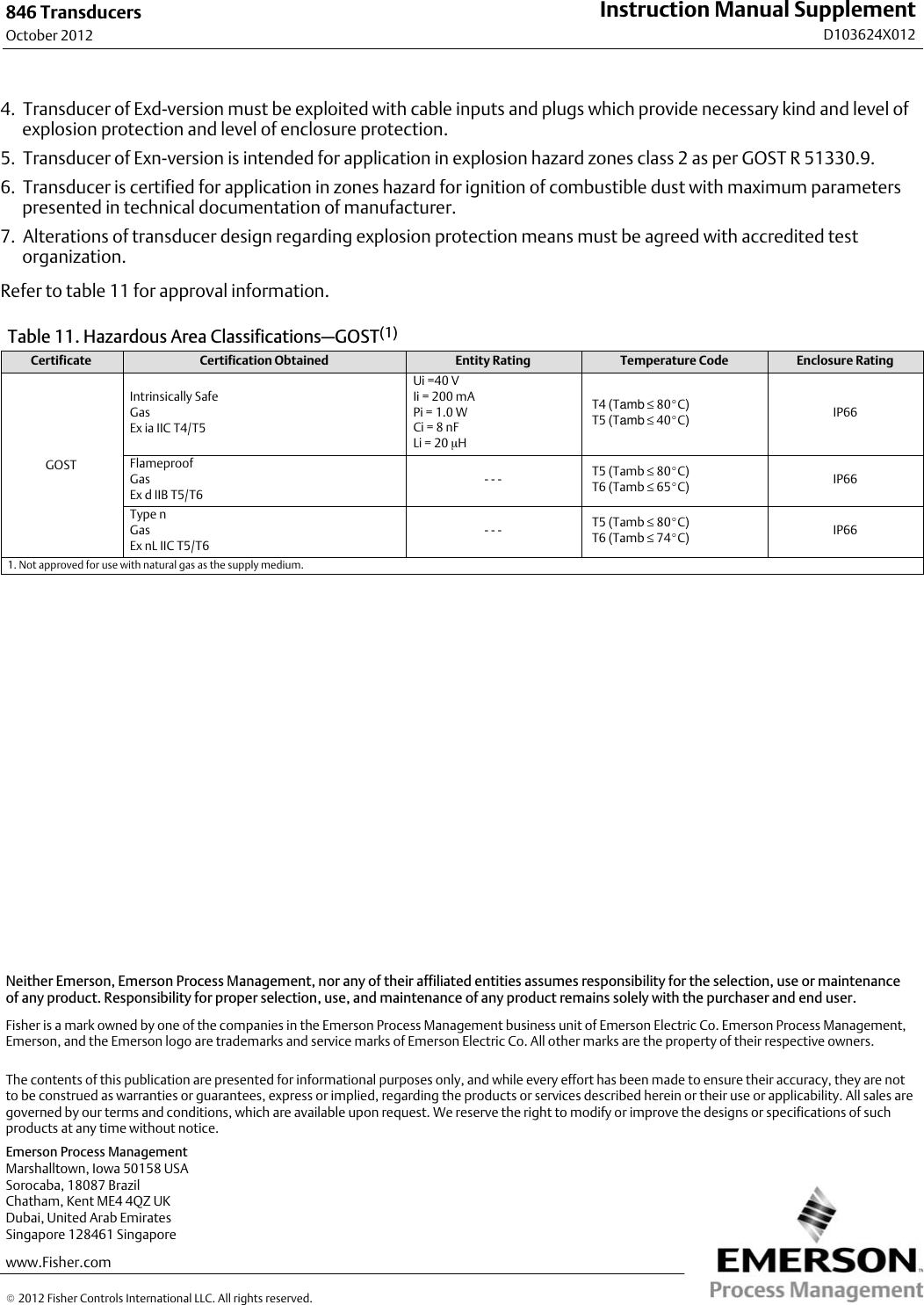 Emerson Fisher 846 Instruction Manual