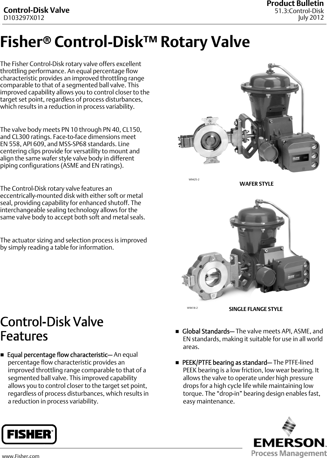 Emerson Fisher Control Disk Data Sheet D103297X012_Jul12