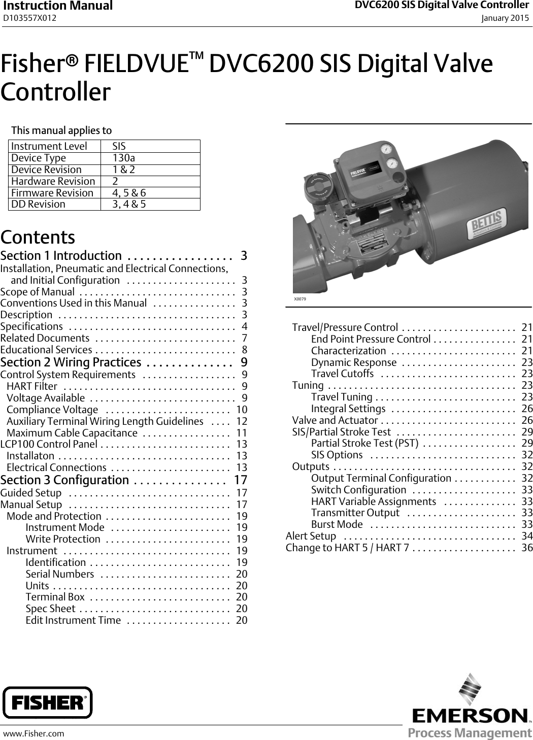Emerson Fisher Fieldvuedvc6200 Sis Digital Valve Controller Instruction ...