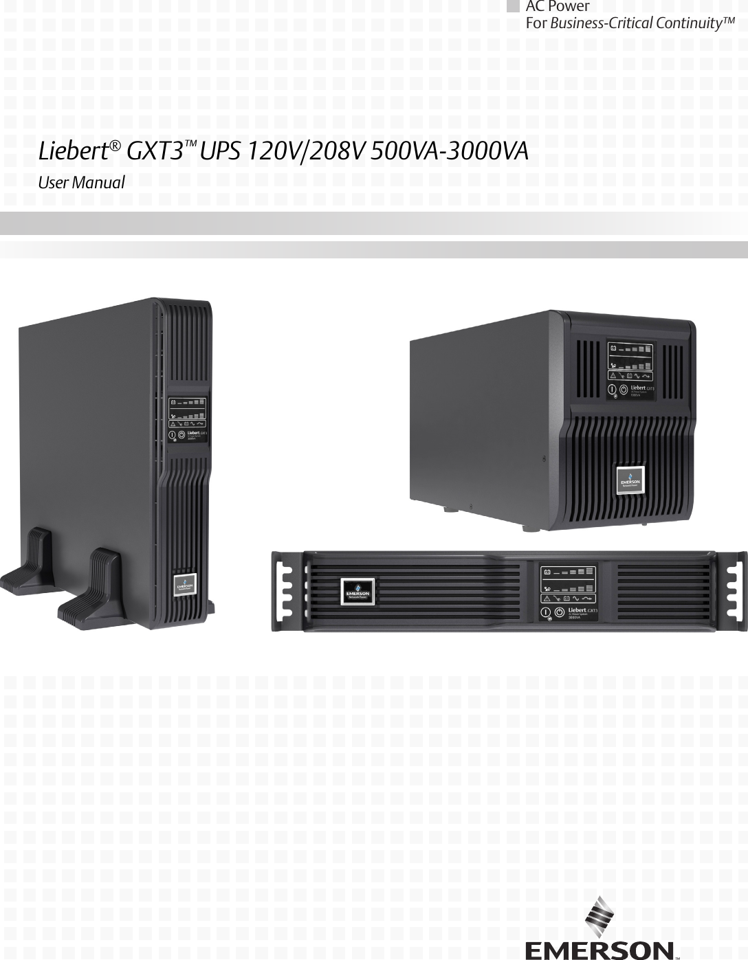 Emerson Liebert Gxt3 Ups 120V 208V 500Va 3000Va Users Manual