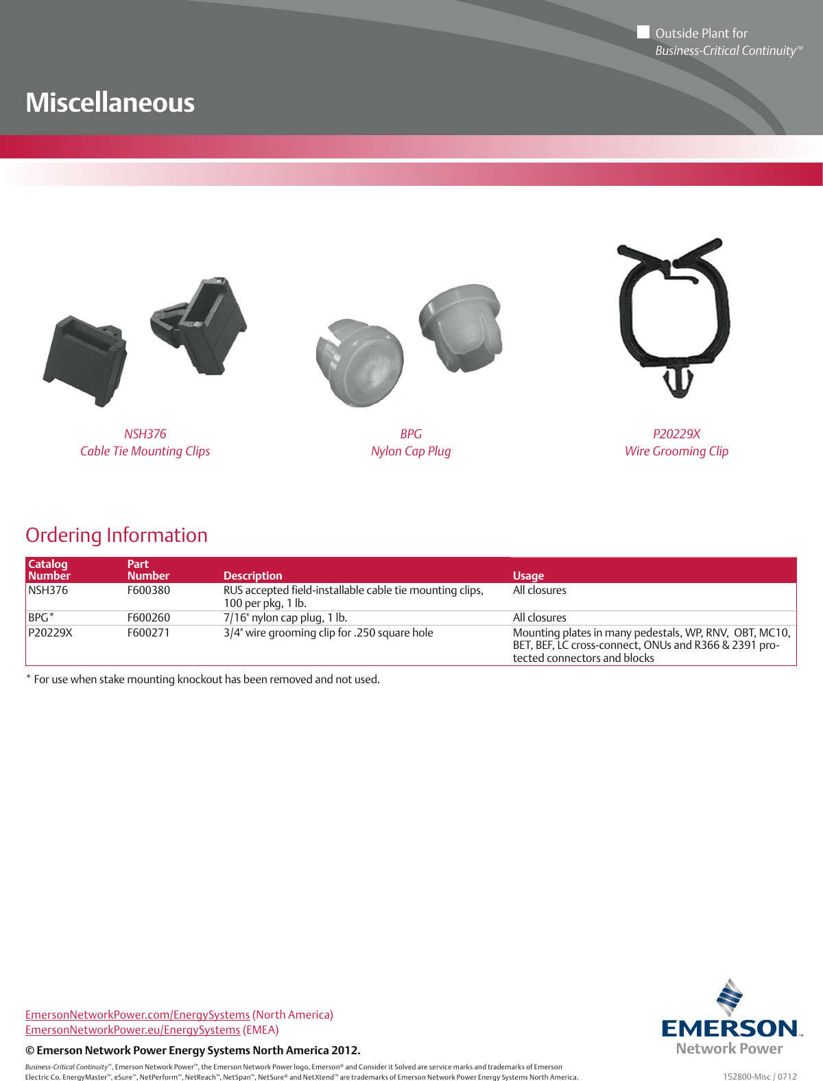 Emerson Miscellaneous Brochures And Data Sheets