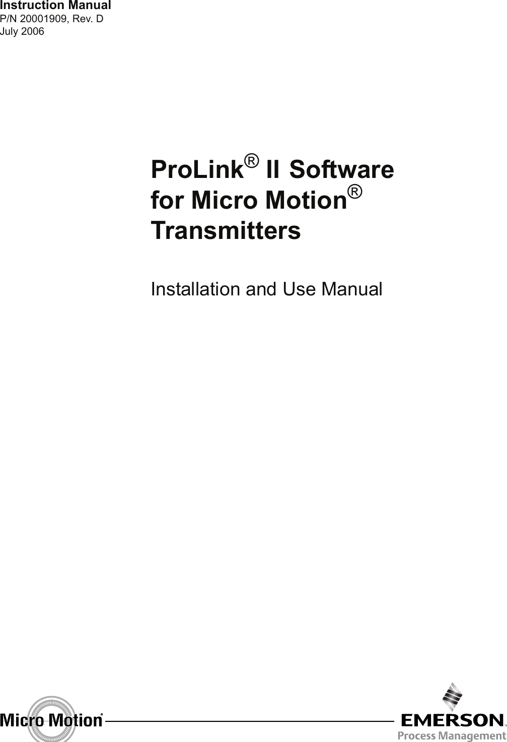 Emerson Network Router Users Manual ProLink II Software For Micro ...