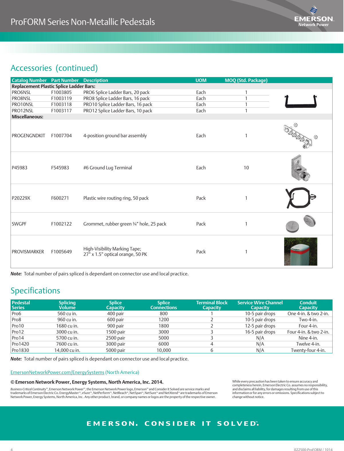 Emerson Proform Series Non Metallic Pedestals Brochures And Data Sheets