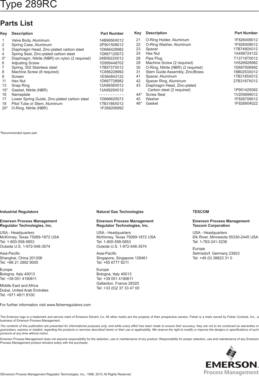 Emerson Type 289Rc Exhaust Booster Instruction Manual
